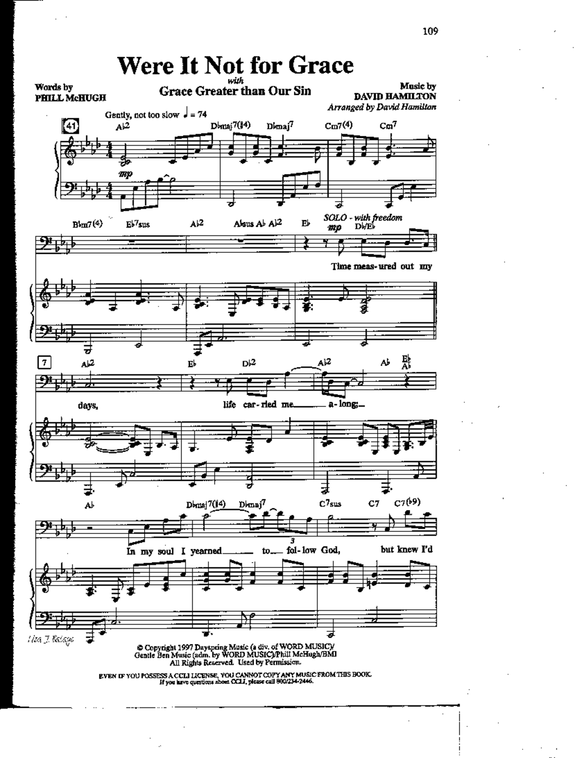 109 Music Arrangement: Were It Not For Grace - PHILL McHUGH & DAVID ...