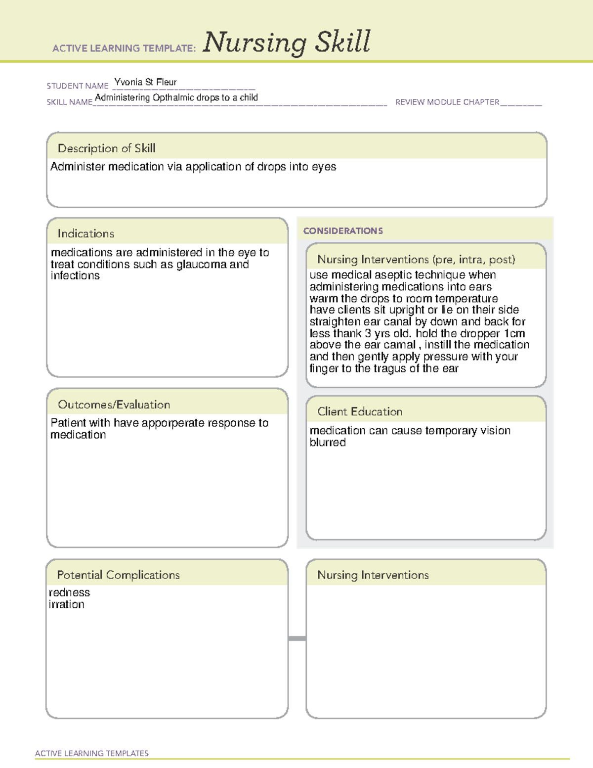 ACTIVE LEARNING TEMPLATE: Nursing Skill - Administering Ophthalmic ...