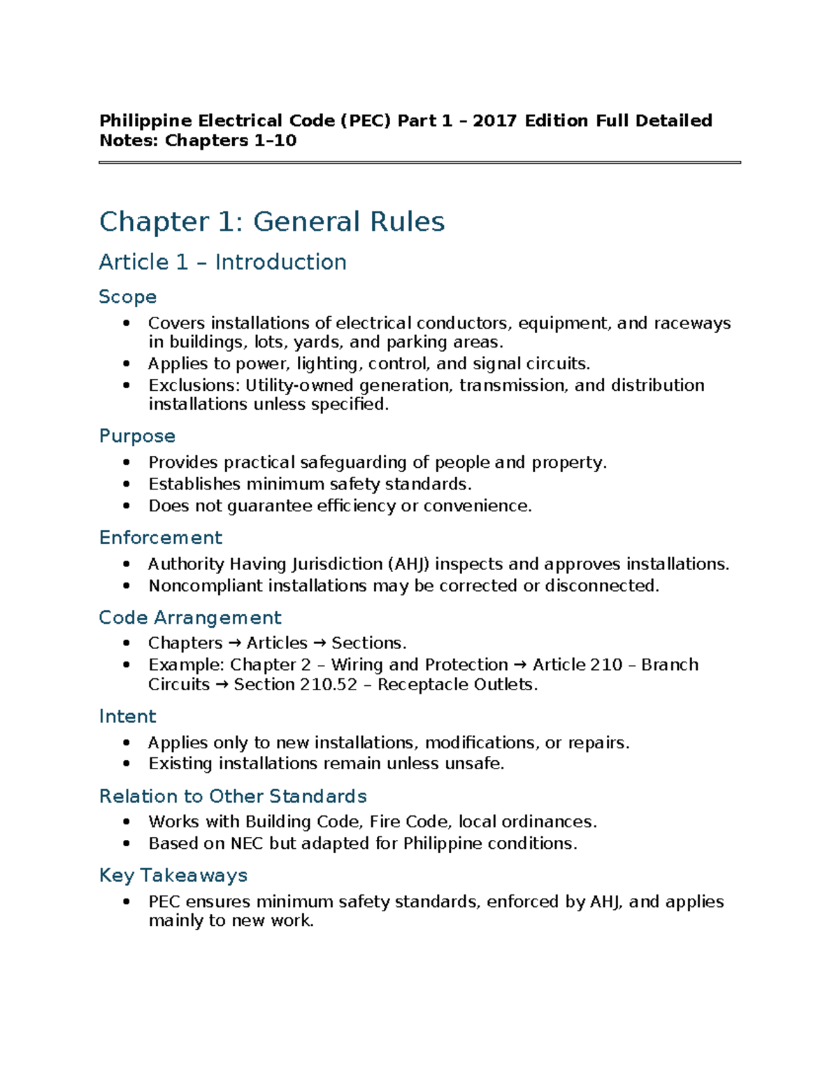 PEC Part 1 2017 Edition Detailed Notes: Chapters 1-10 Overview - Studocu