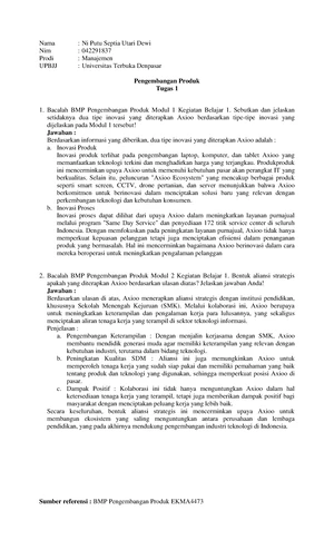 Tugas 1 Pengembangan Produk - TUGAS 1 PENGEMBANGAN PRODUK (EKMA4473) Disusun Oleh : Nama : SRI ...