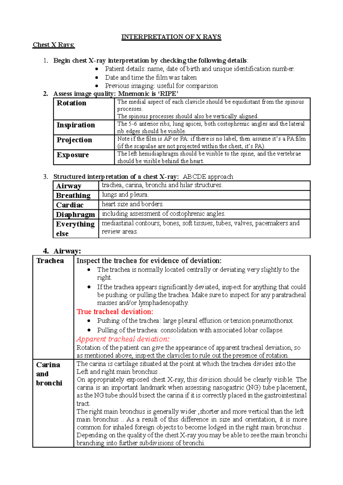 Chest X-Ray Interpretation: A Comprehensive Guide - Studocu