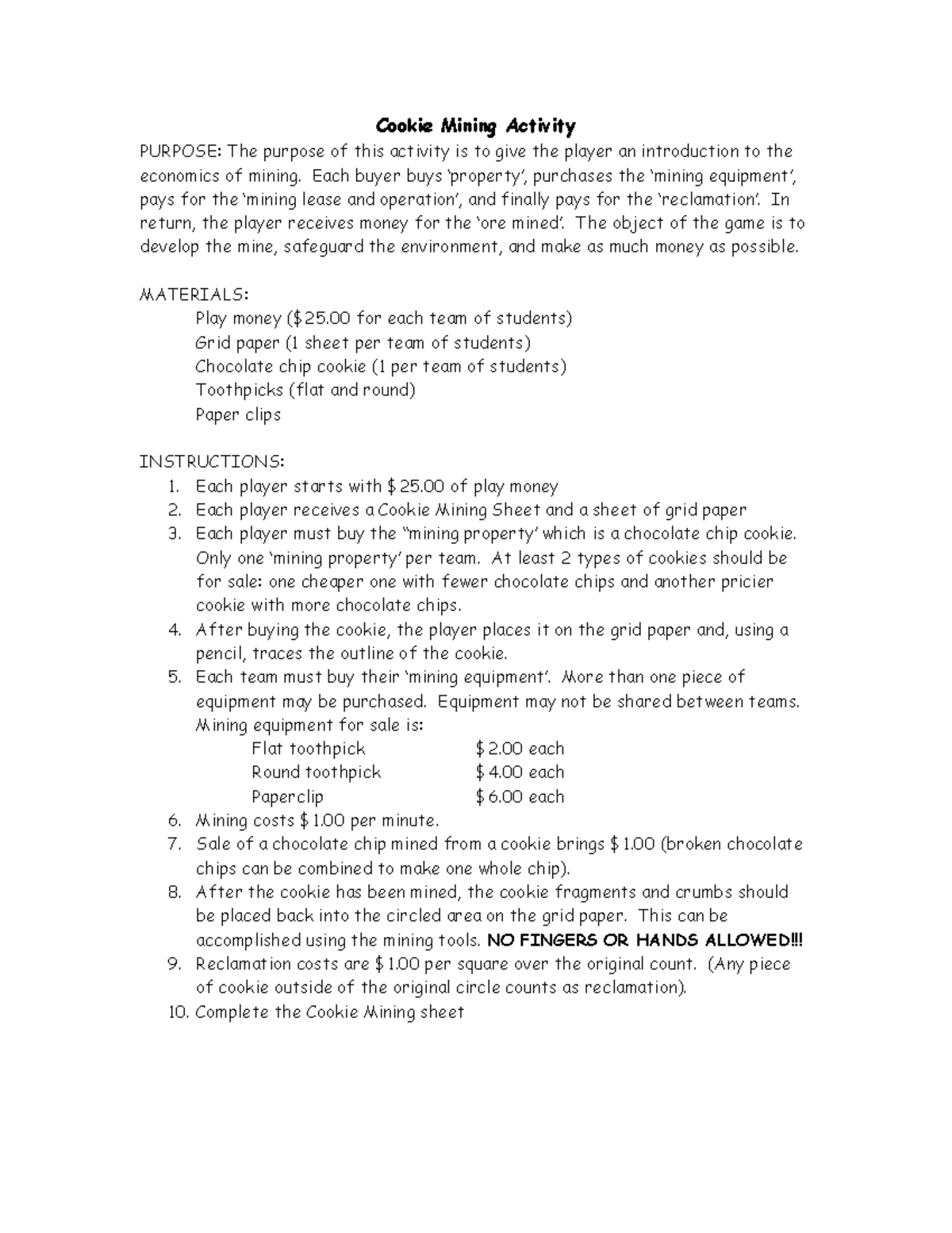 Cookie mining activity - Cookie Mining Activity PURPOSE: The purpose of ...