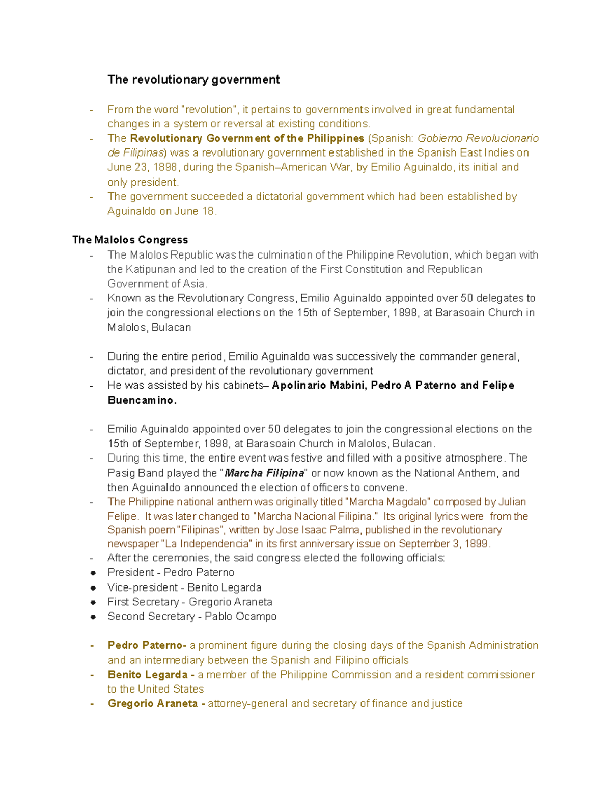 RPH 101: Report on the Revolutionary Government of the Philippines ...
