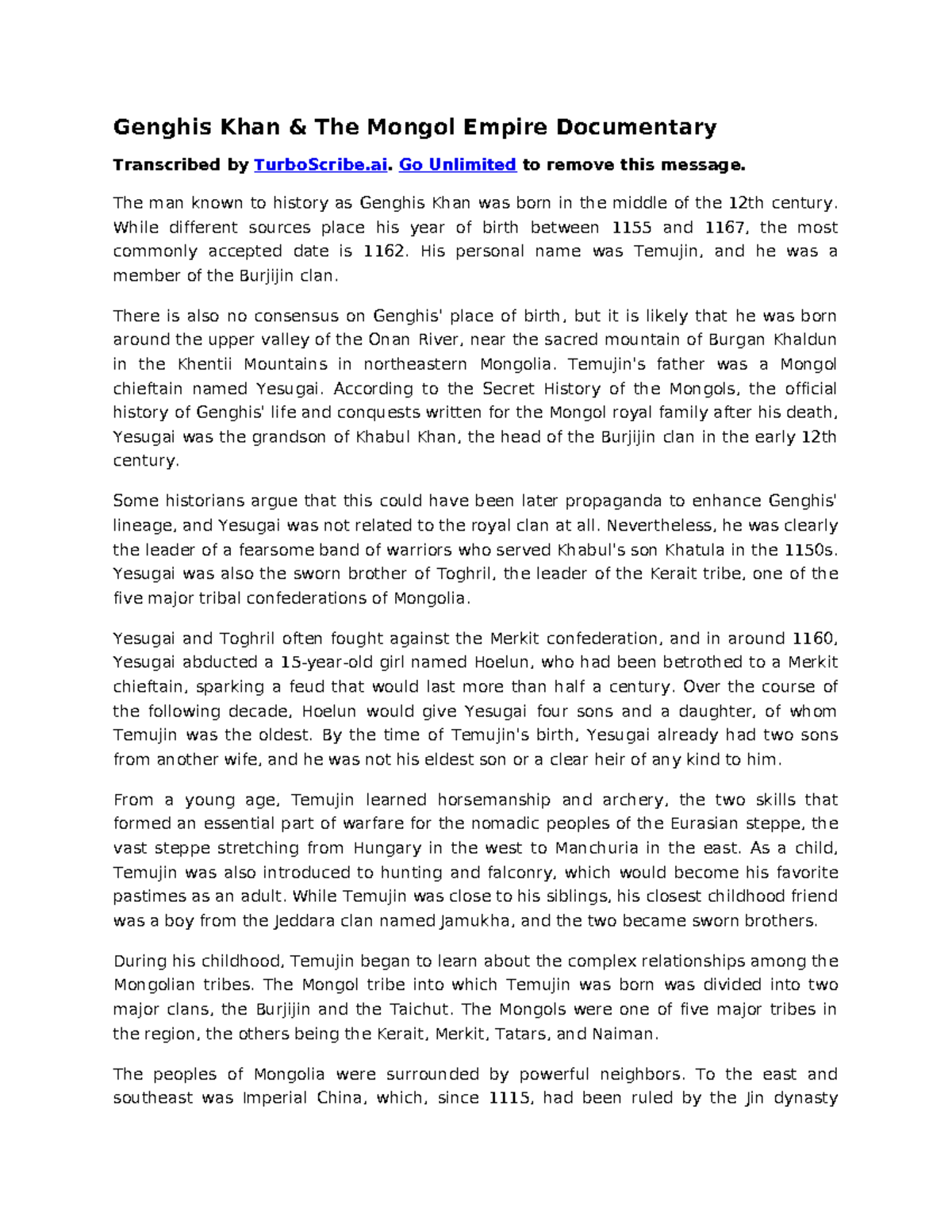 Genghis Khan & The Mongol Empire Documentary - Genghis Khan & The ...