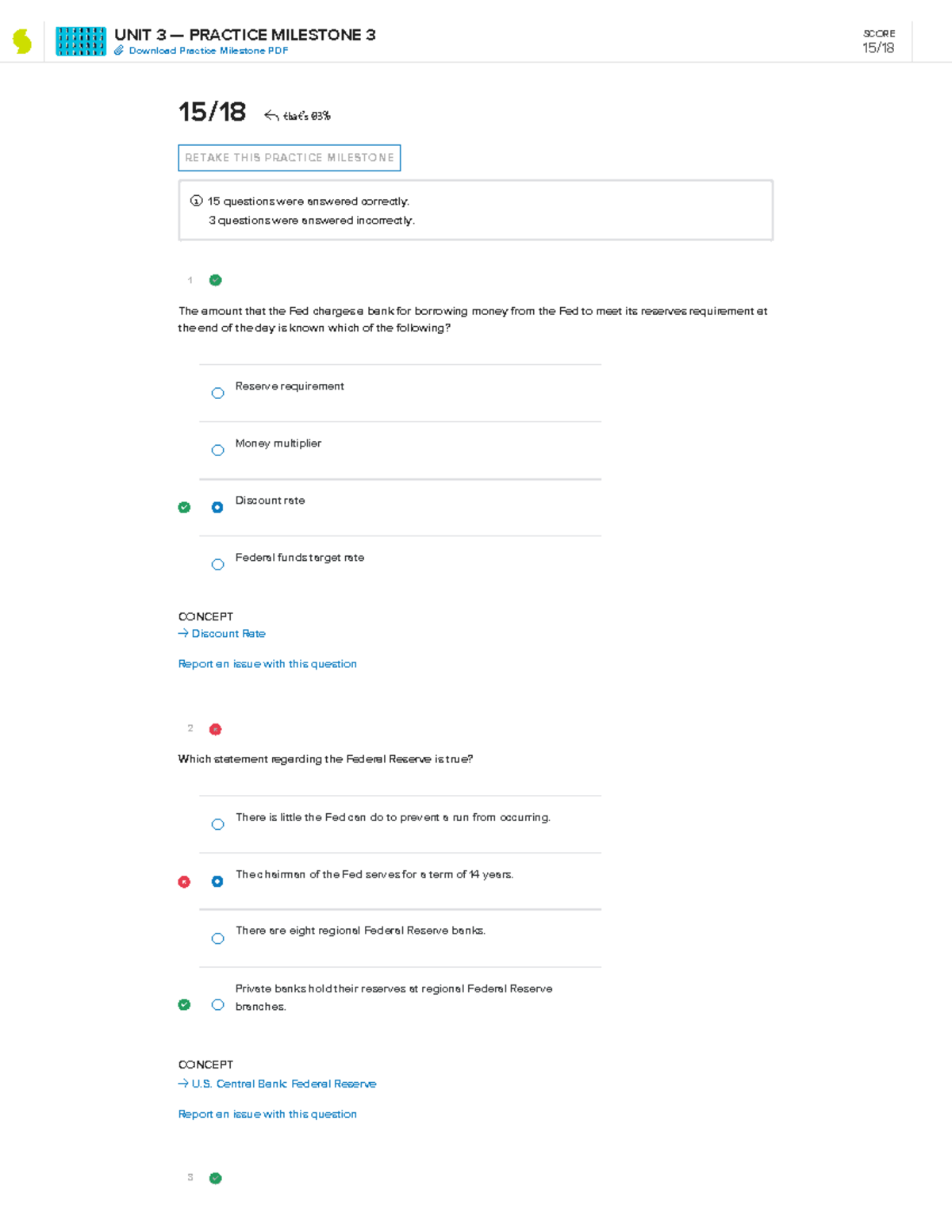 Macroeconomics Unit 3 Milestone 3 Practice - 1 CONCEPT → Discount Rate ...