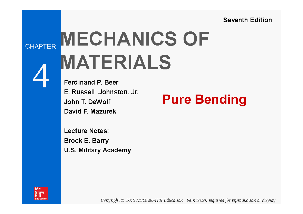 Chapter 4 - Lecture Notes on Pure Bending in Mechanics of Materials ...