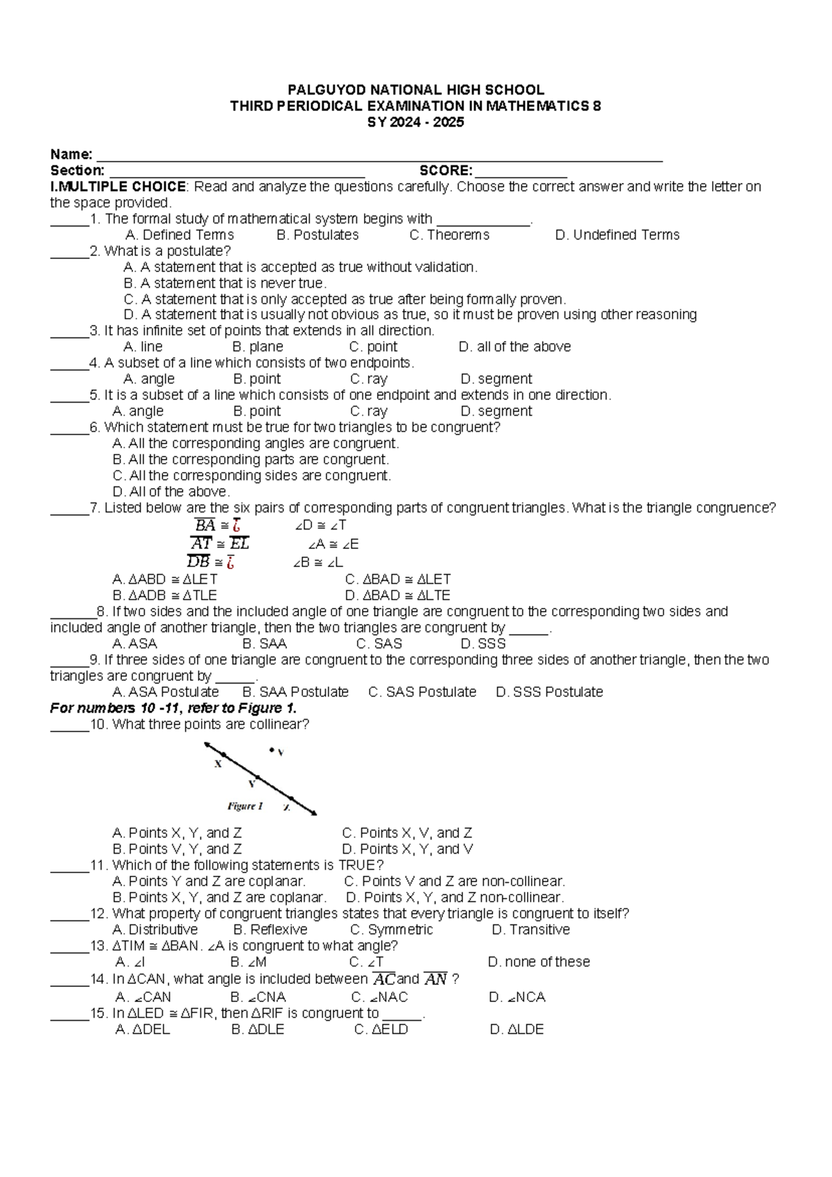 MATH 8 SY 2024-2025 3RD Quarter Final Exam Review Notes - Studocu