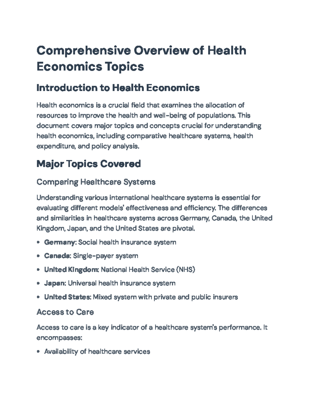 Health Economics Overview: Key Concepts and Comparative Systems ...
