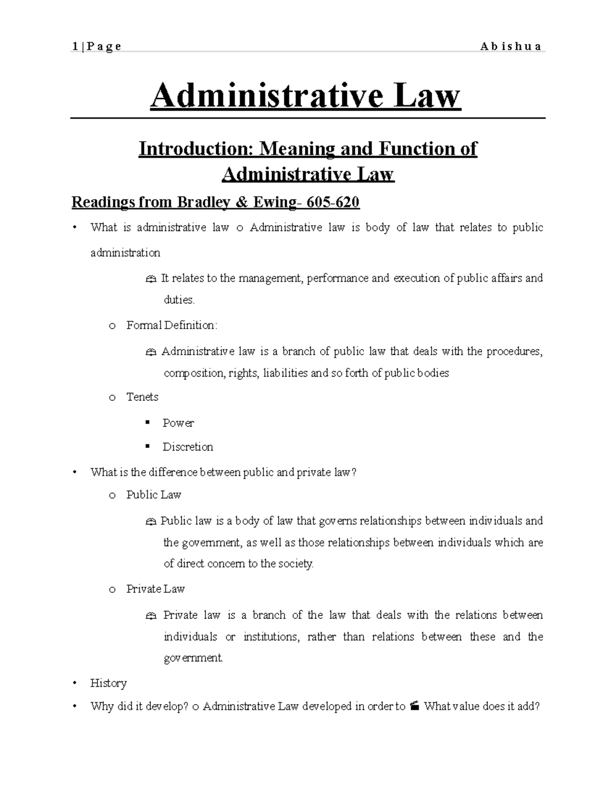Admin LAW Notes - Administrative Law Introduction: Meaning and Function ...