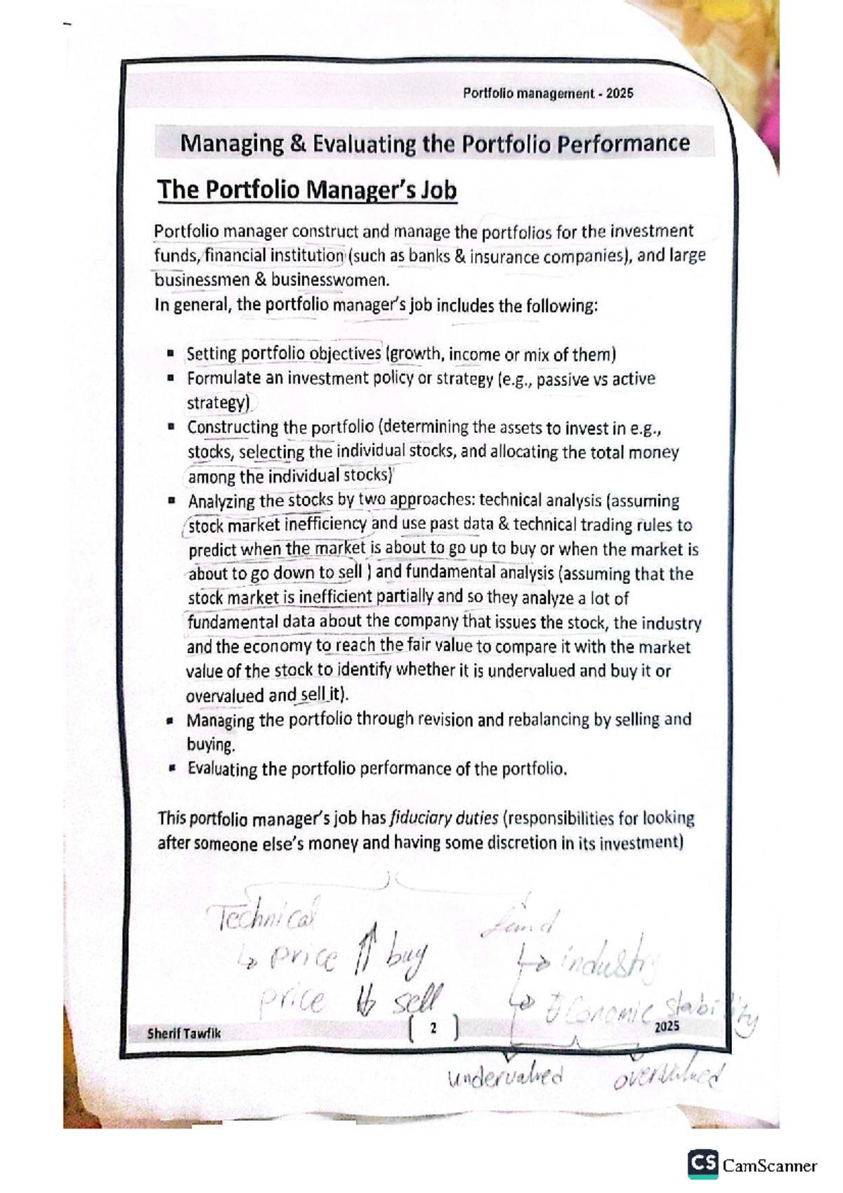 CS 2025 Portfolio Management: Evaluating Performance & Strategies - Studocu