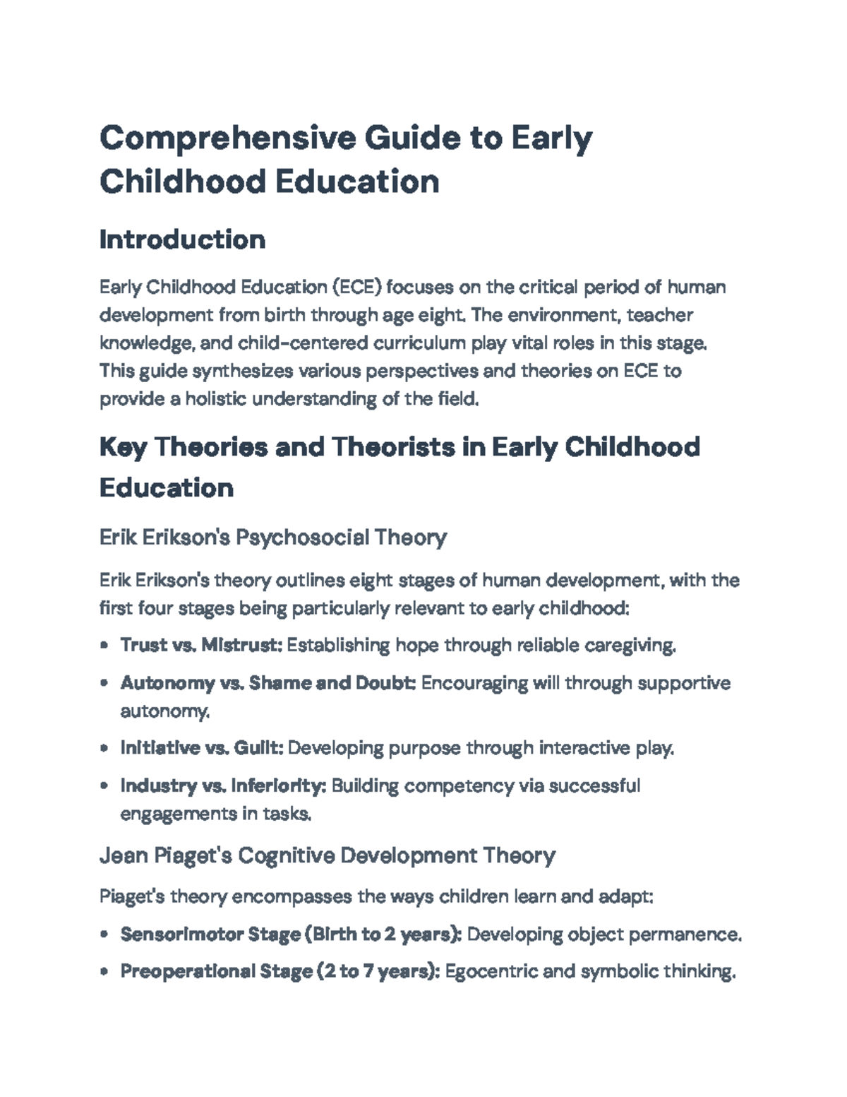 Comprehensive ECE Theories & Practices Guide for Child Development ...