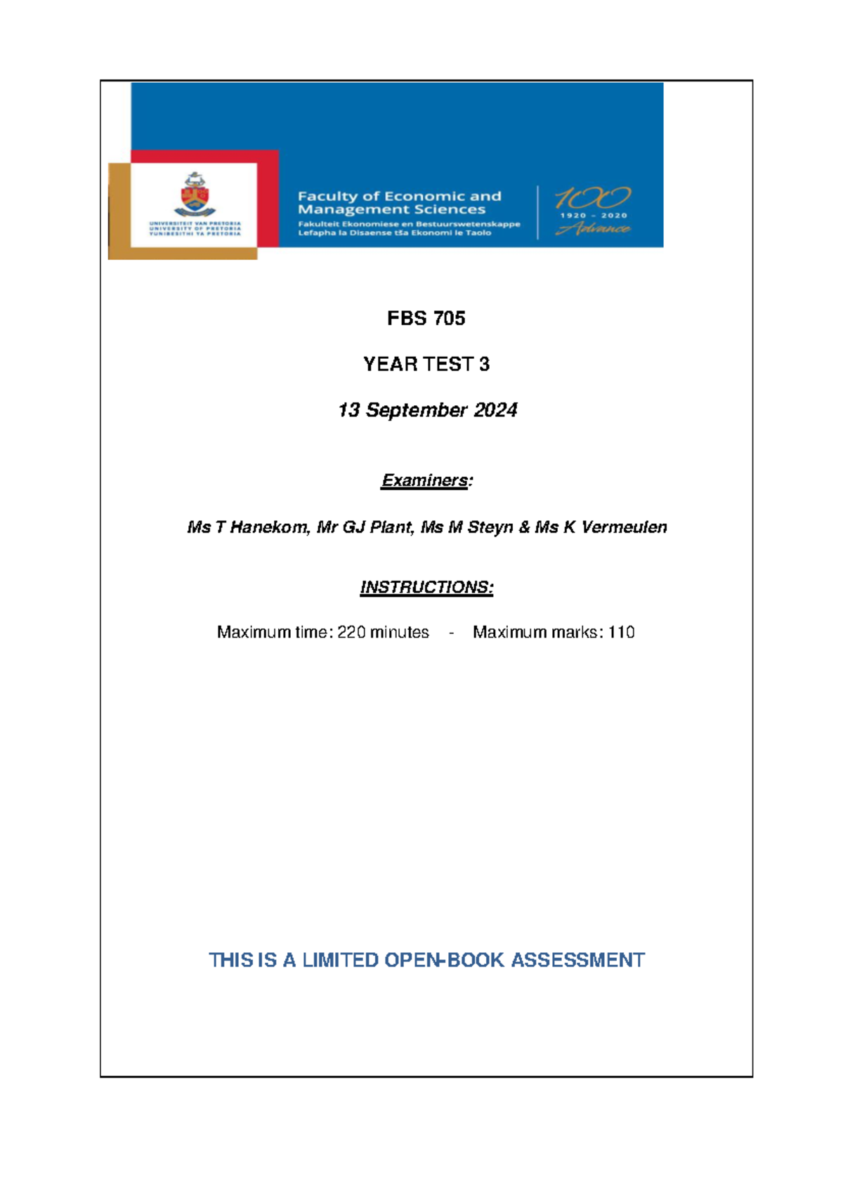 FBS 705 YEAR TEST 3: Pure Rooibos (Pty) Ltd Case Study Analysis - Studocu