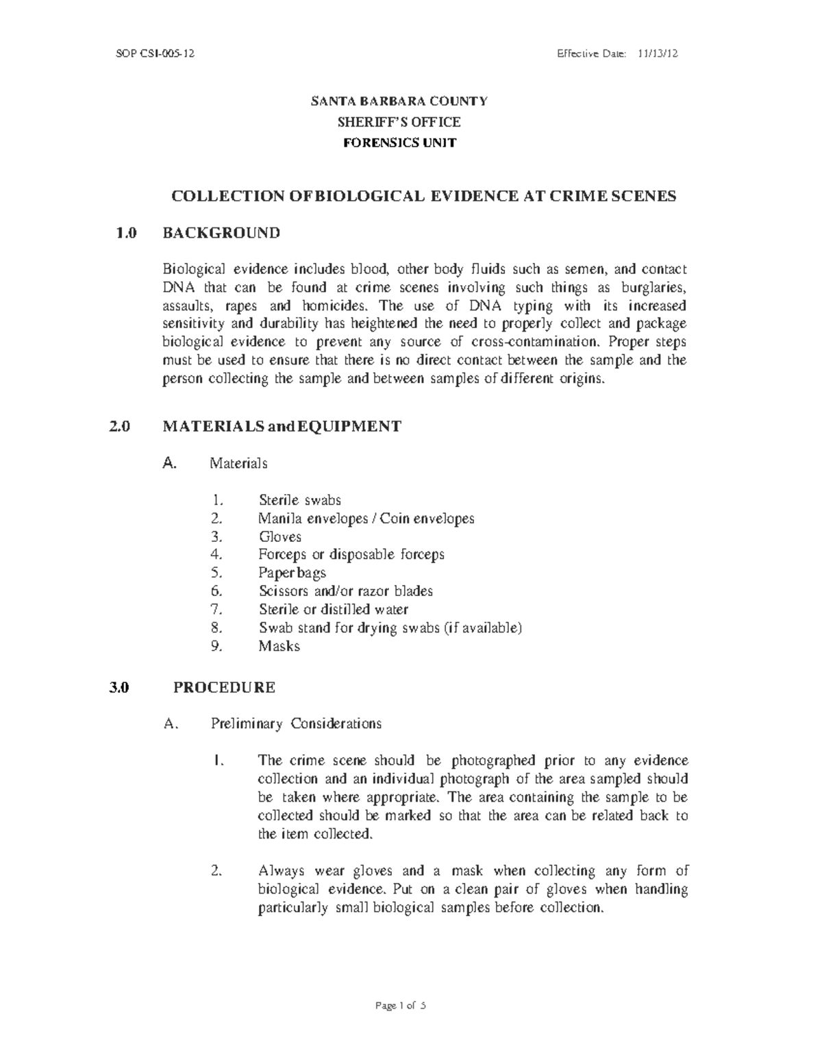 Biological Evidence Collection Guidelines - CSFD 201 - Studocu
