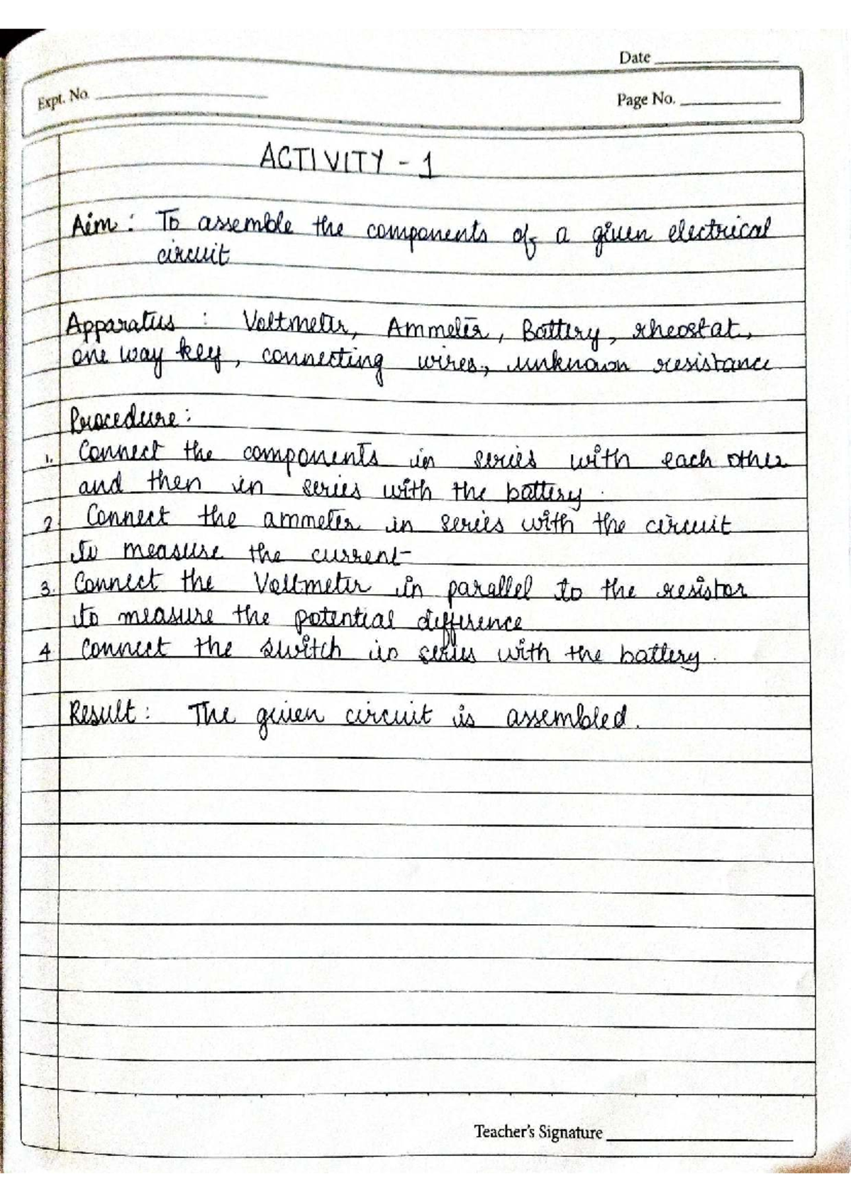Physics Practical Activities - Circuit Assembly and Measurements - Studocu