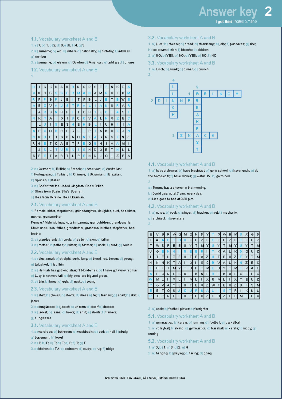 Igth5 Vocabulary Worksheets Solutions: Answer Key for 5th Grade - Studocu