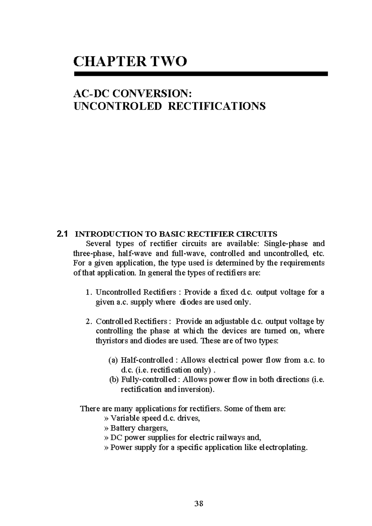 CHAPTER 02: UNCONTROLLED RECTIFICATIONS IN RECTIFIER CIRCUITS - Studocu