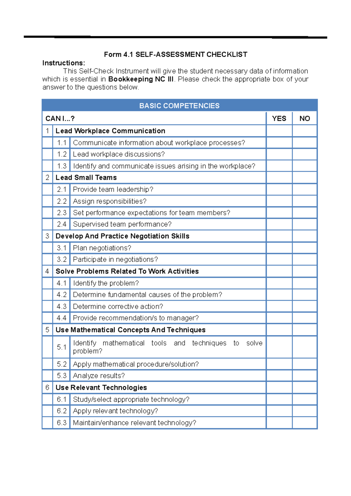 Self-Assessment Checklist - Form 4 SELF-ASSESSMENT CHECKLIST Instructions: This Self-Check - Studocu