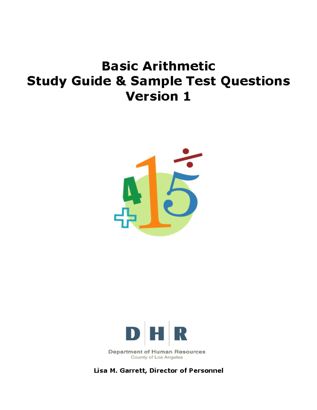 Basic Arithmetic Study Guide & Sample Test Questions - v1 - Studocu