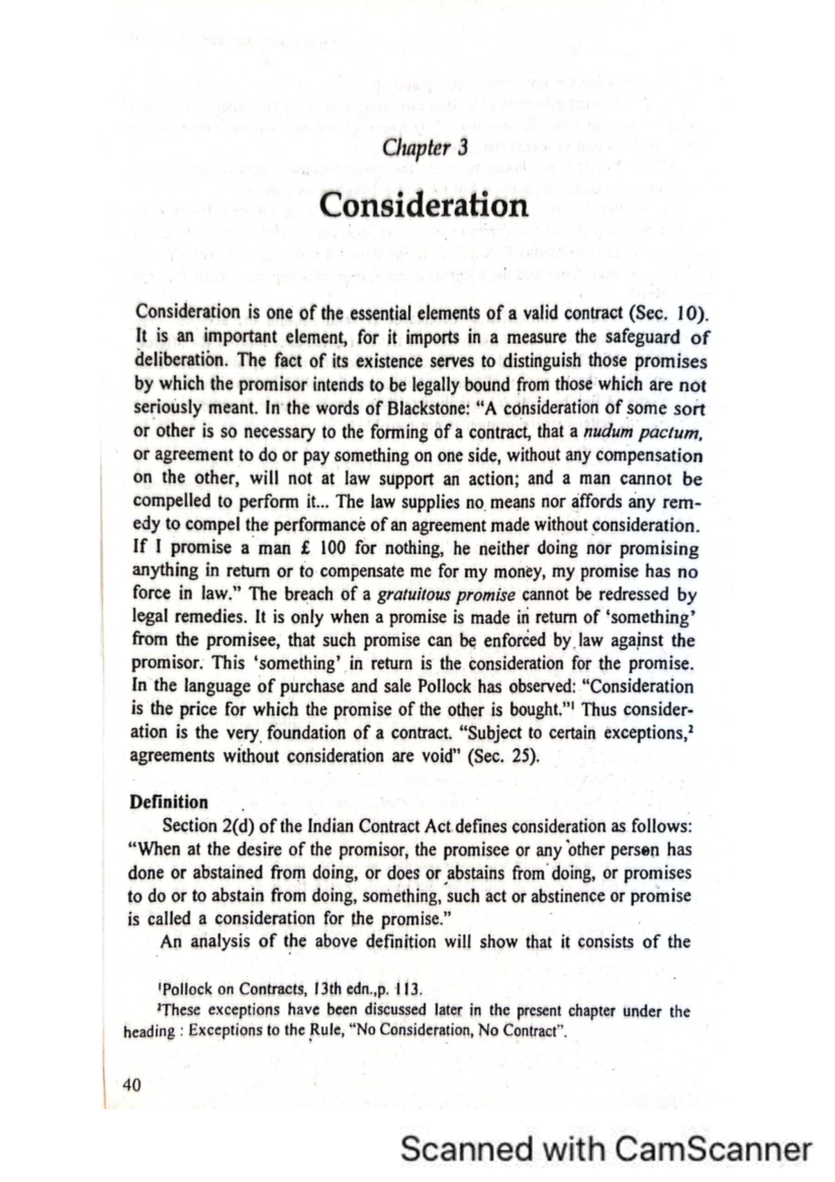 Ch3 Consideration - Essential Elements of Valid Contracts in Law - Studocu