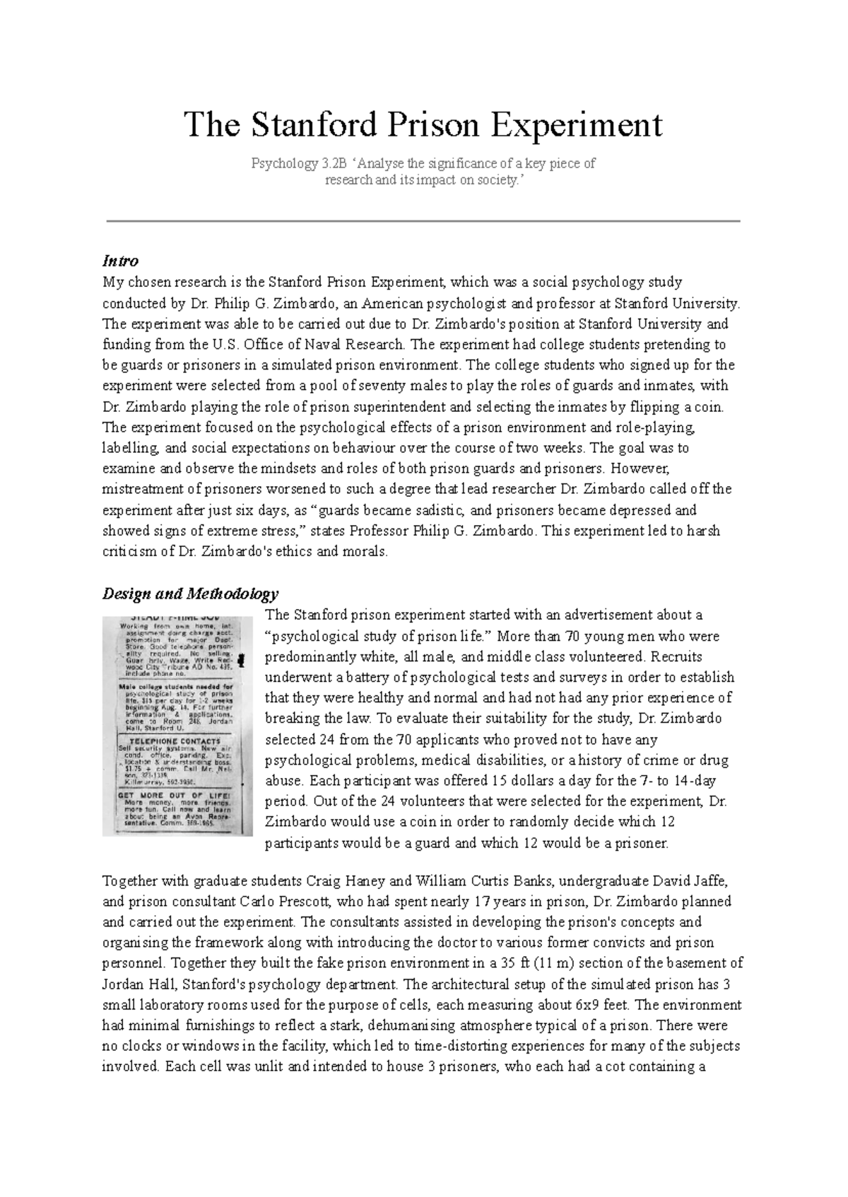 Psychology 3.2B: The Stanford Prison Experiment - Insights & Ethics ...