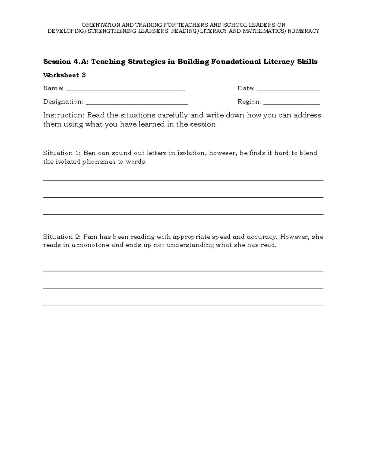 4.2.3. Worksheet 2-4A-Teaching Strategies in Building Foundational ...