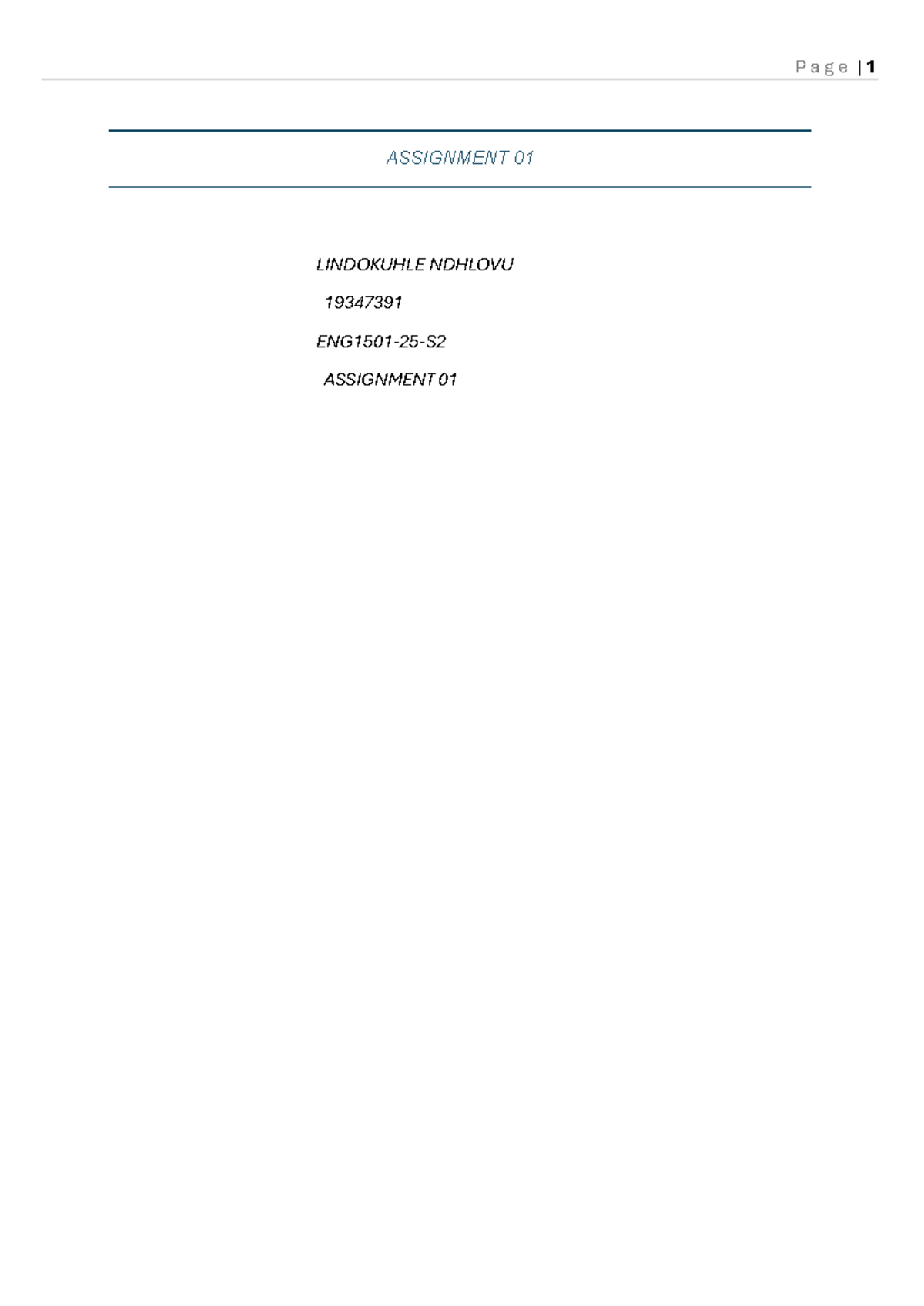 Assignment 01 ENG 1503: Honesty Declaration & Summary Writing - Studocu