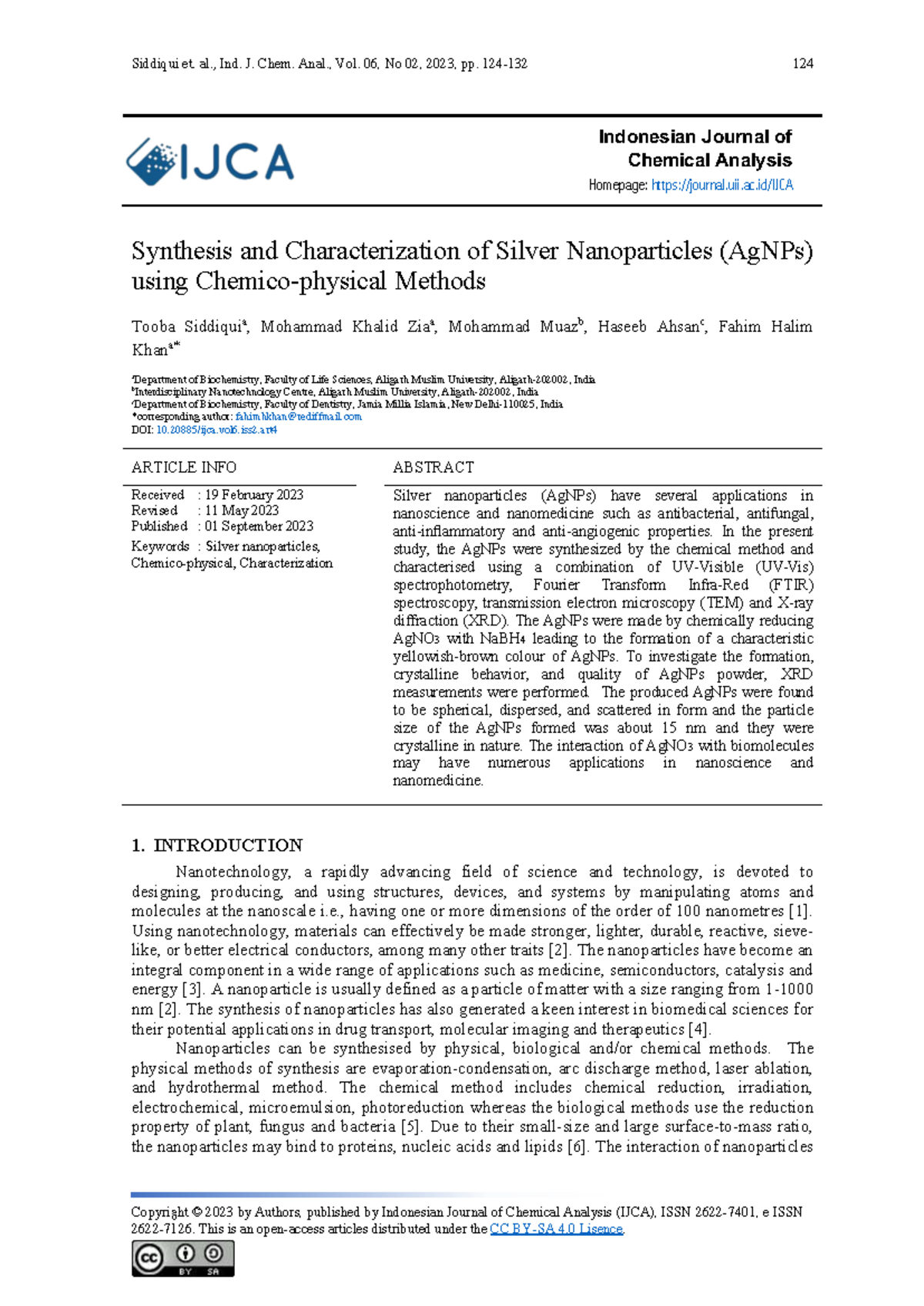 Synthesis and Characterization of Silver Nanoparticles (AgNPs ...