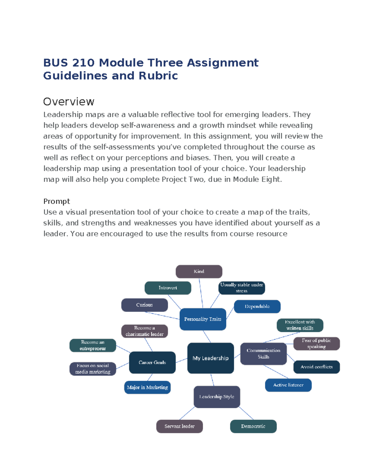 BUS-210 Module 3 Leadership Map Assignment Guidelines - Studocu