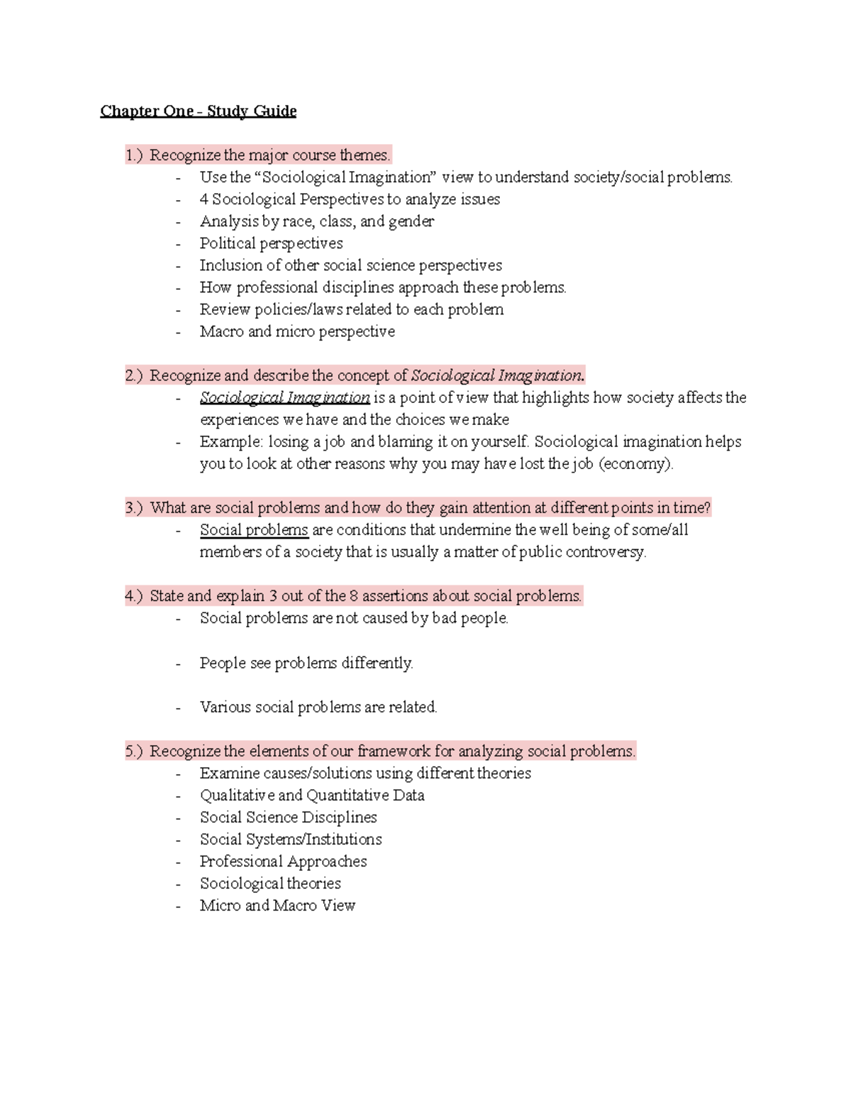 Study Guide for SWK 101: Analyzing Social Problems and Inequality - Studocu