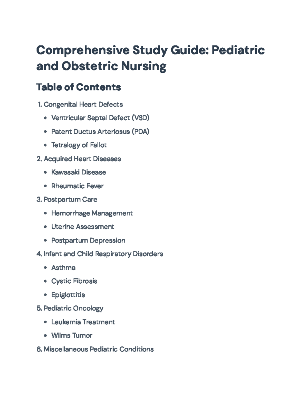 Comprehensive Study Guide: Pediatric & Obstetric Nursing Essentials - Comprehensive Study Guide ...