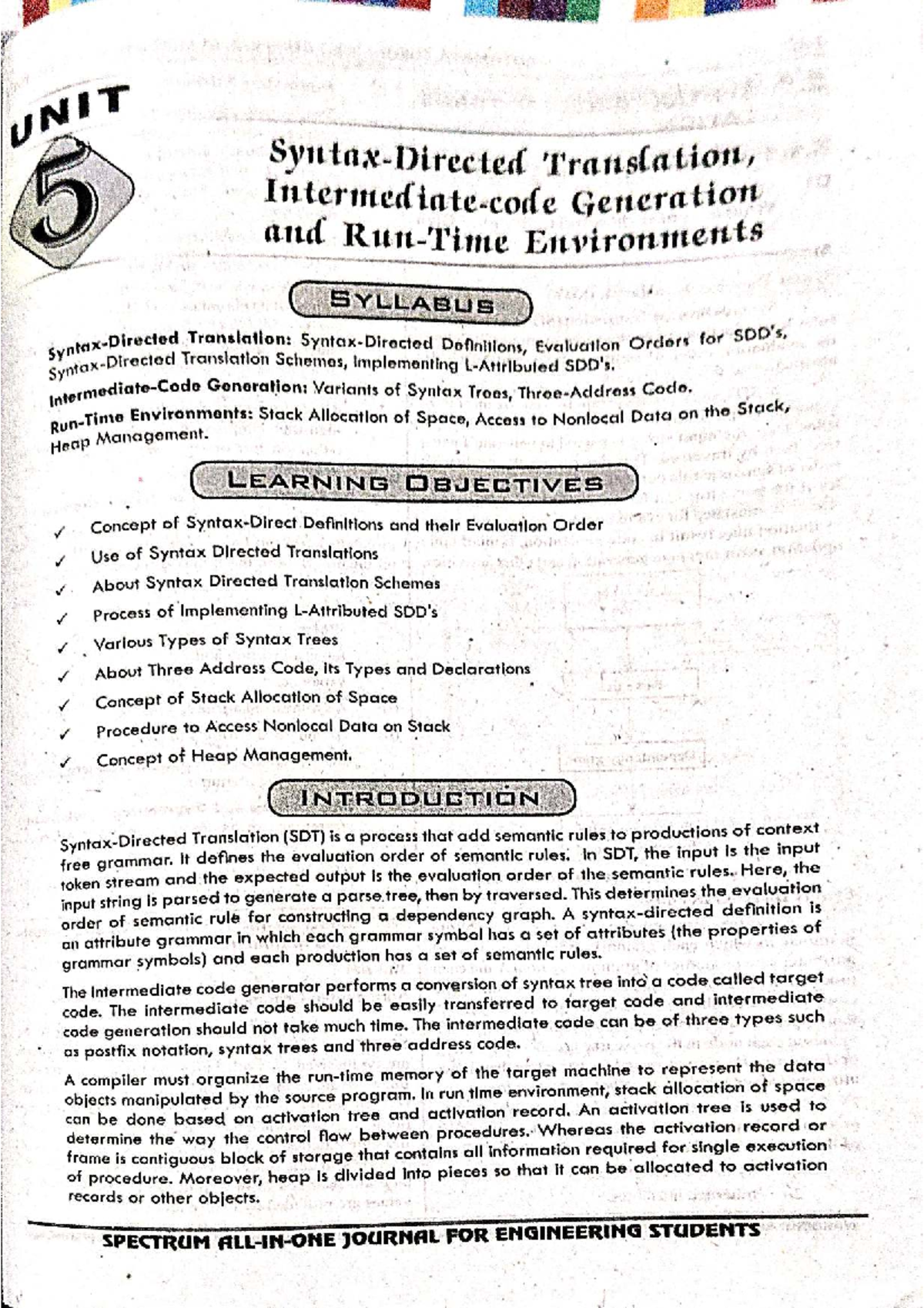 ATCD Unit-5: Translation, Generation, and Environments Notes - Studocu