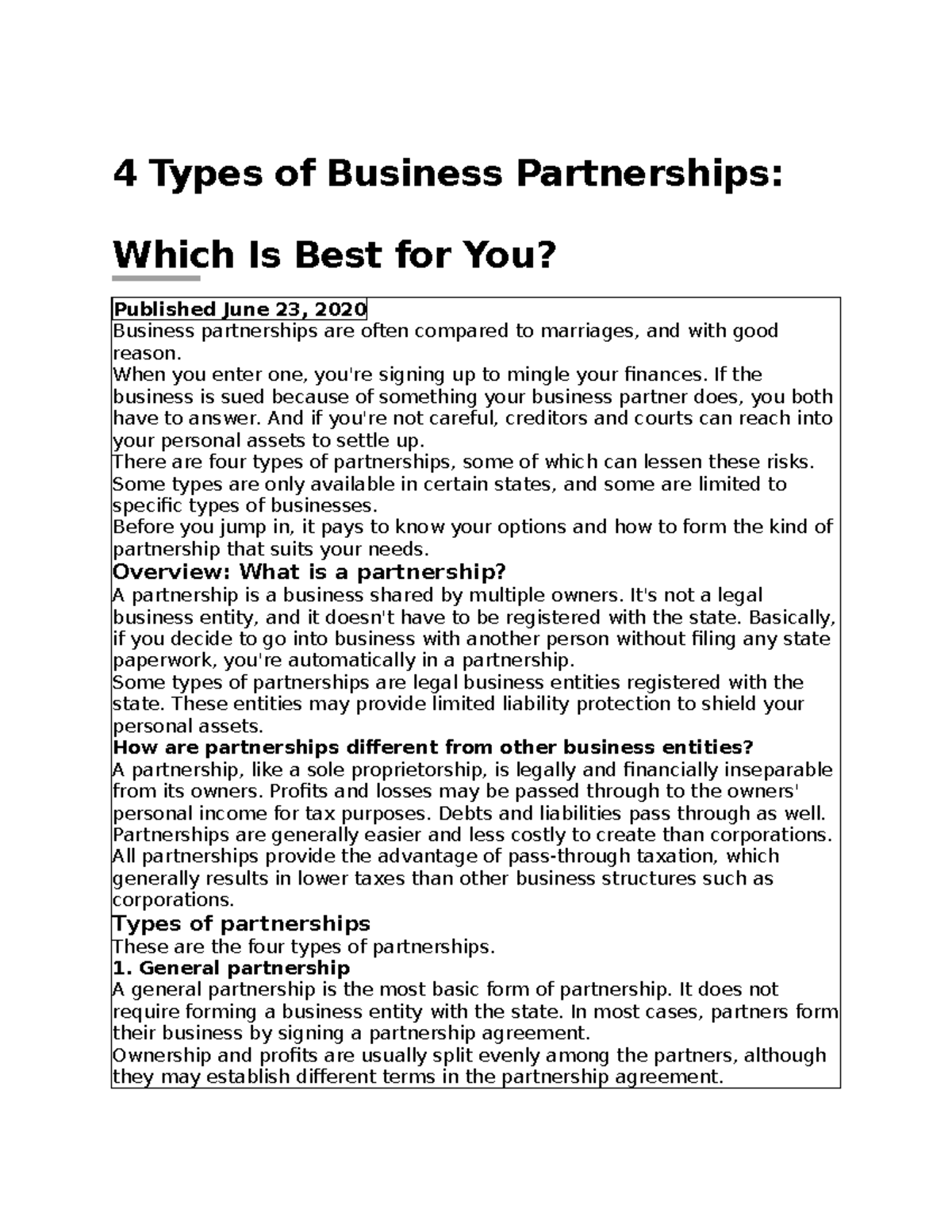 4 Types of Business Partnerships - 4 Types of Business Partnerships ...
