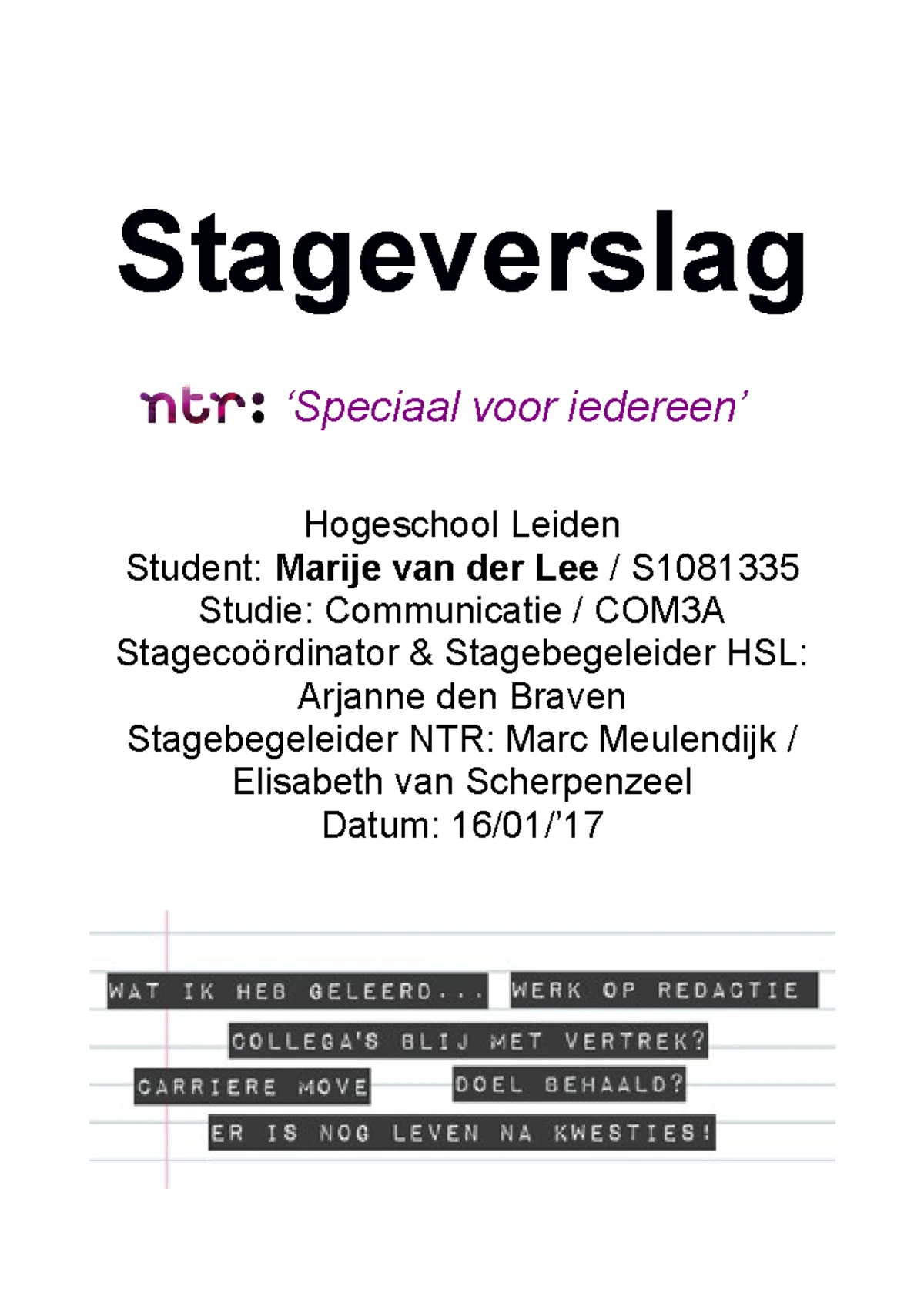 Voorbeeld beroepsproducten, alle elementen per beroepsproduct - De ...