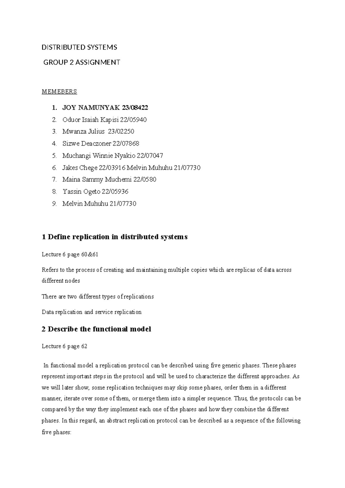 Distributed Systems Assignment - DISTRIBUTED SYSTEMS GROUP 2 ASSIGNMENT ...