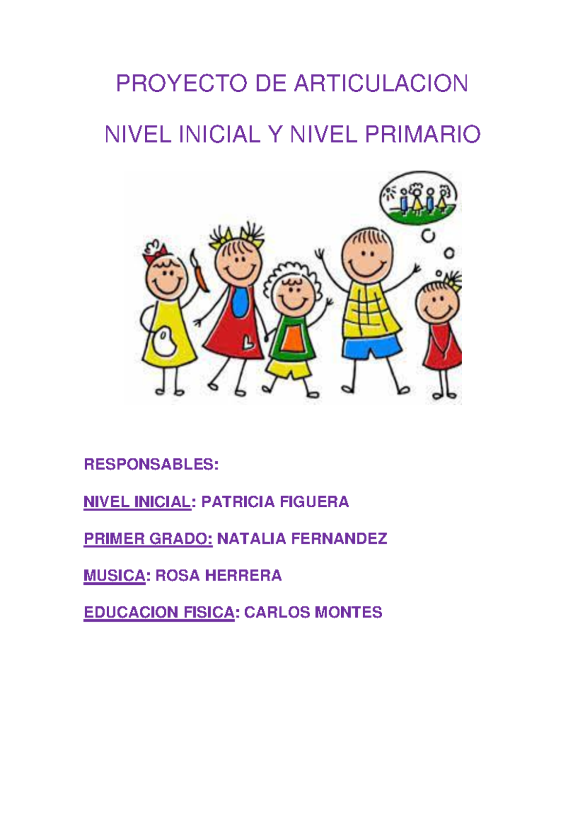 Proyecto de Articulación: Nivel Inicial y Primario en Educación - Studocu