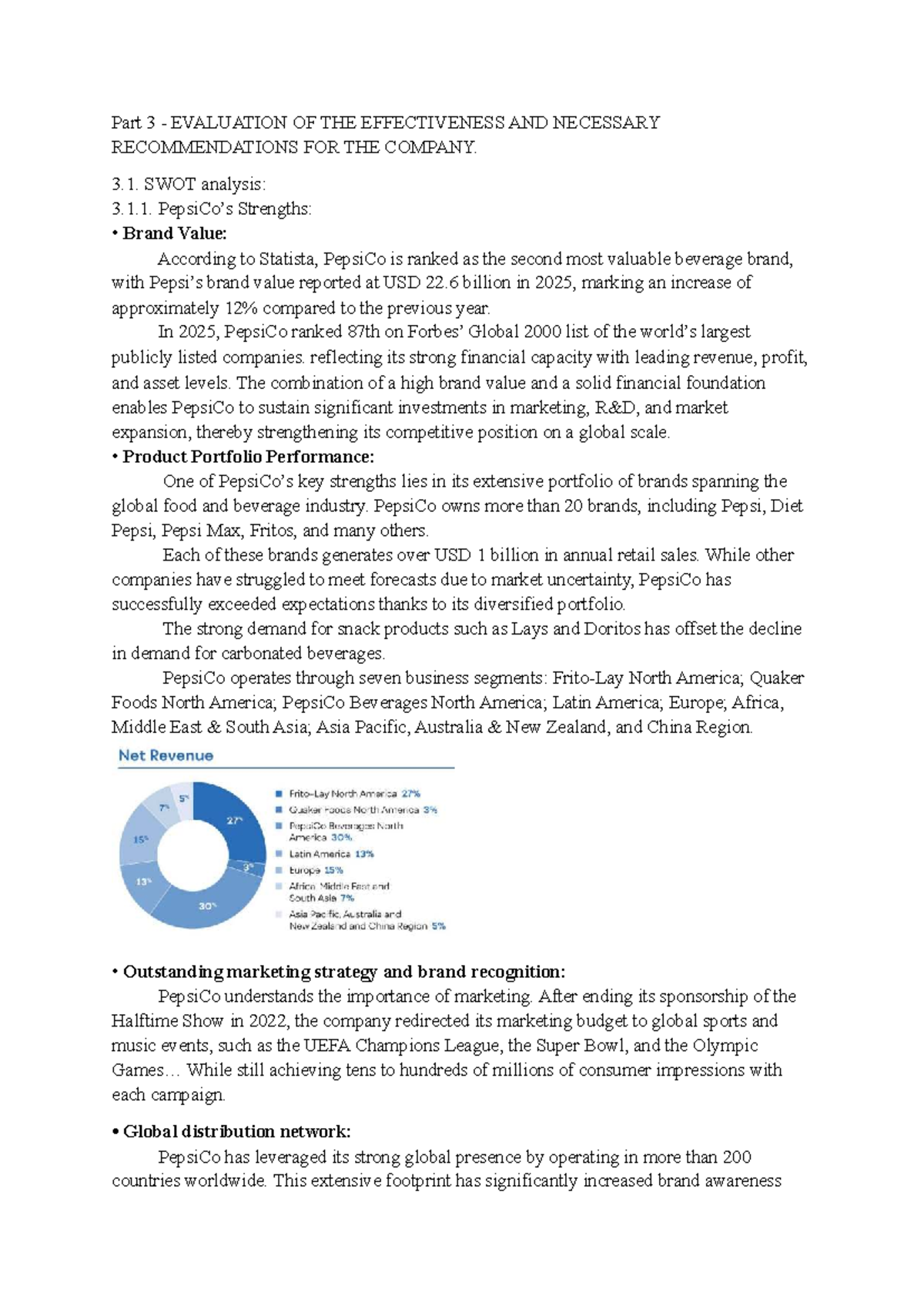 Evaluation of PepsiCo's Effectiveness: SWOT Analysis & Recommendations ...