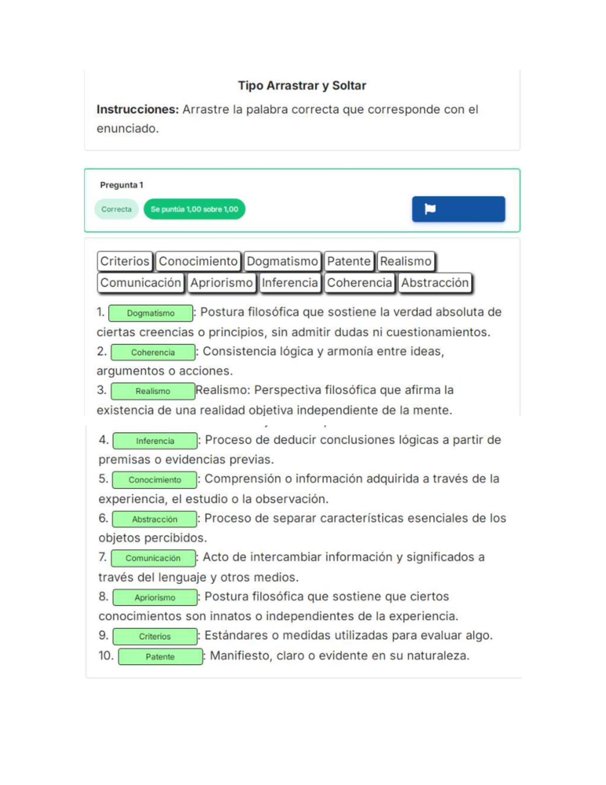 Examen 3 Filosofia - Tipo Arrastrar y Soltar Instrucciones: Arrastre la ...
