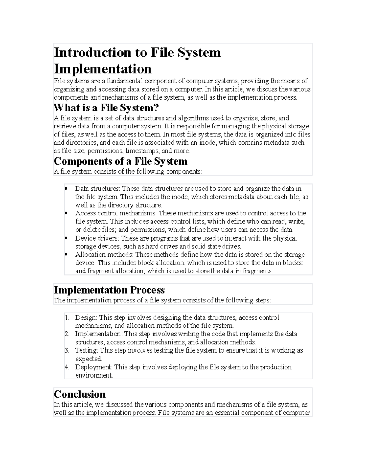 CS101: Introduction to File System Implementation and Components - Studocu