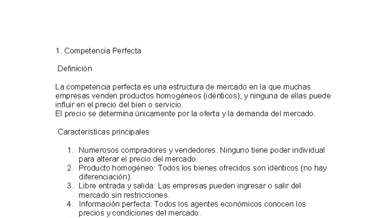 1. Competencia Perfecta y Monopolio: Definiciones y Ejemplos - Studocu