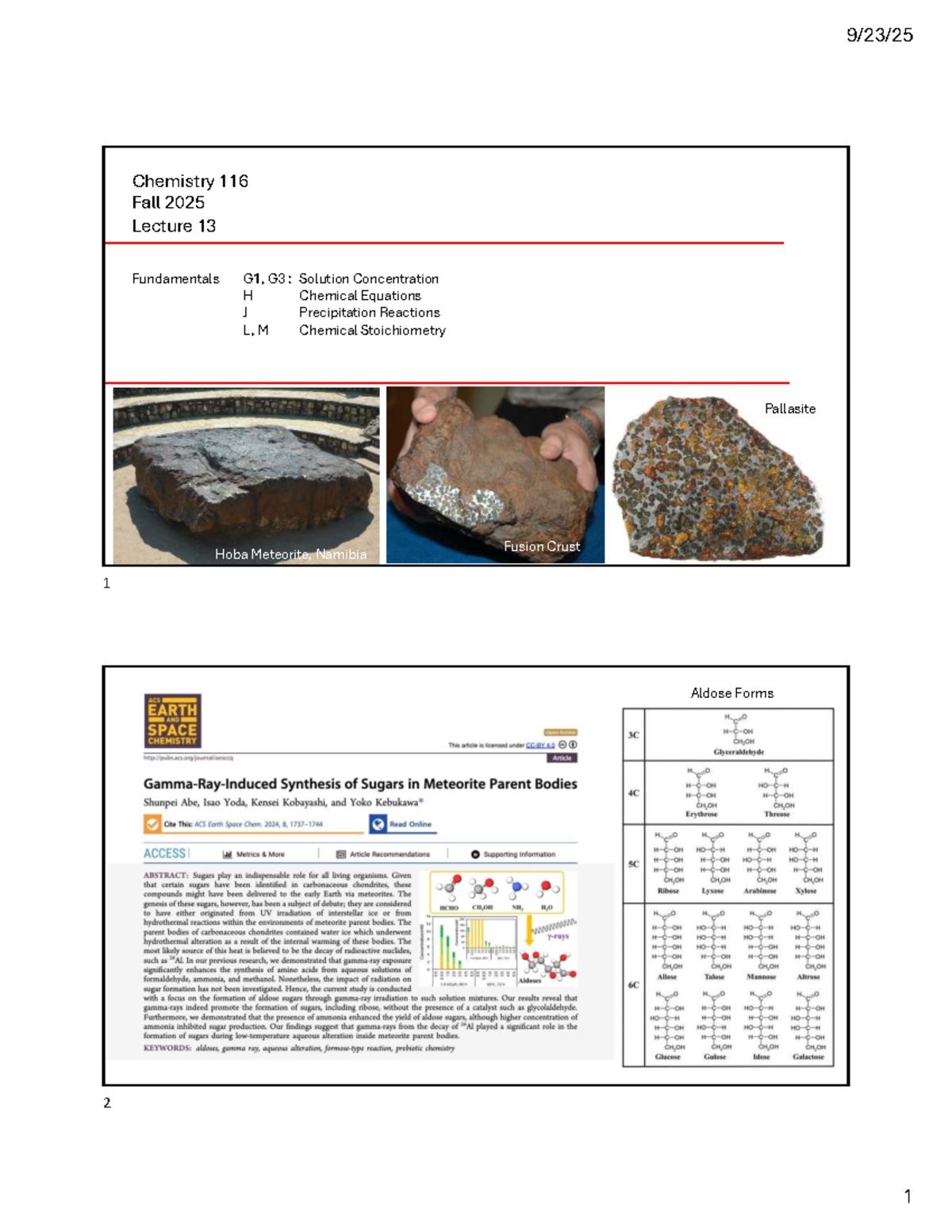 Chemistry 116 FA2025 Lecture 13: Solution Concentration & Stoichiometry ...