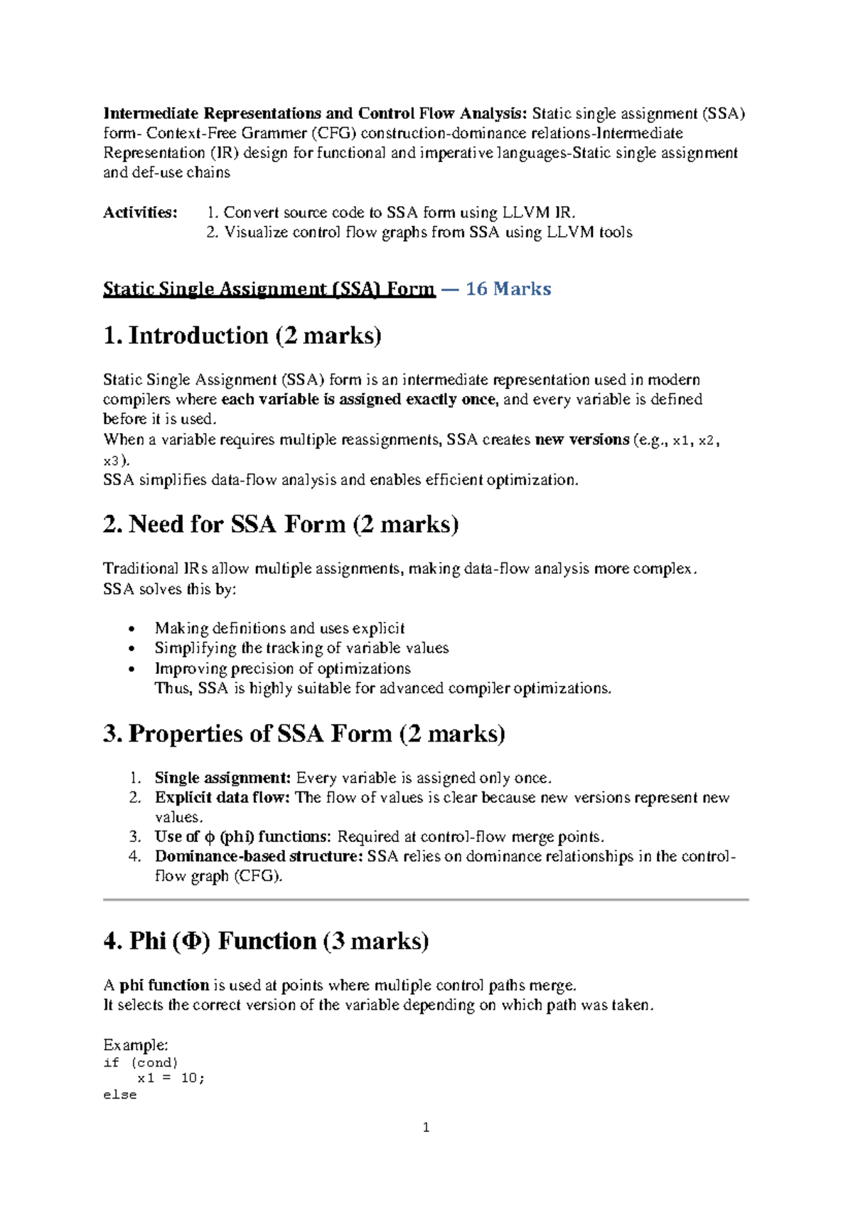 ACD-Sem1 - CP25C04 Advanced Compiler Design: SSA & CFG Analysis Notes ...