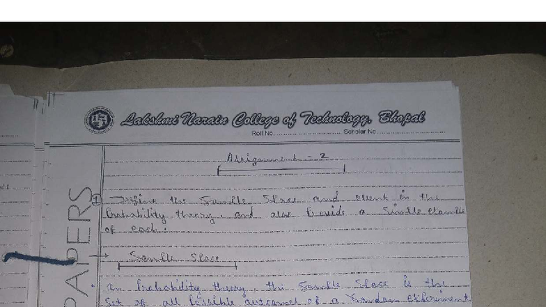 Assignment 2 Sample Space And Events In Probability Theory Lakshmi