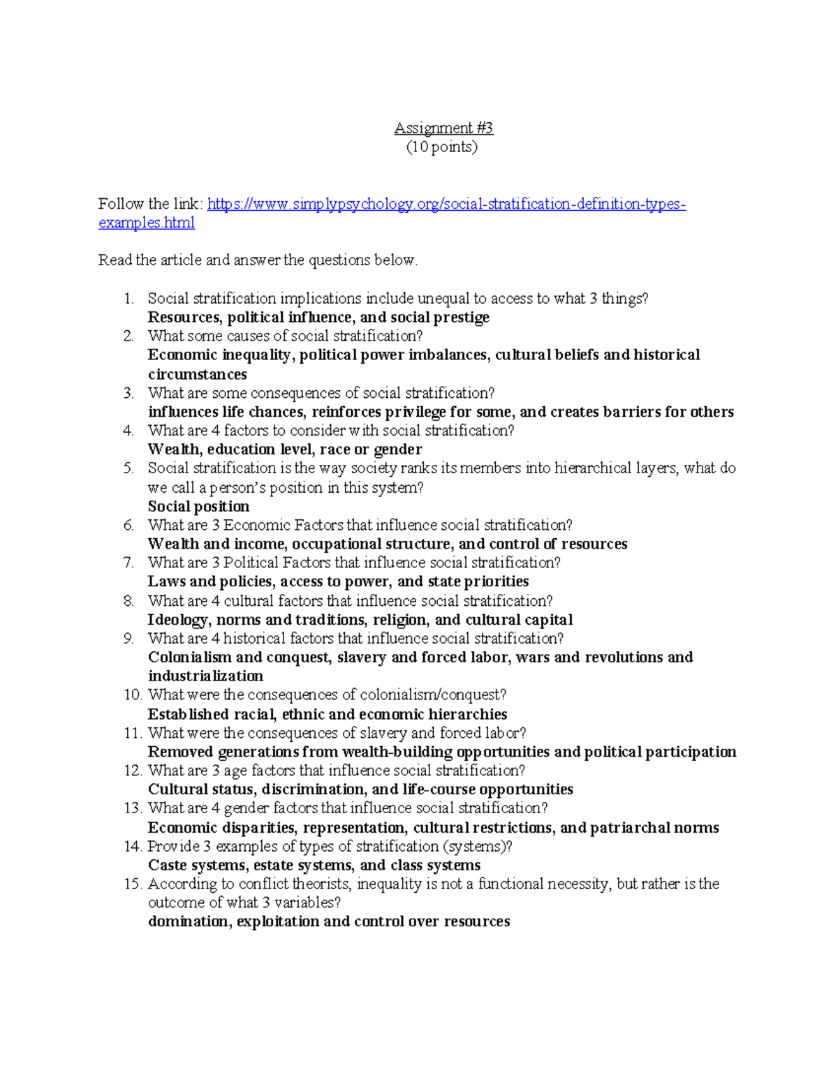 Social Stratification: Key Factors and Implications - Assignment #3 - Studocu