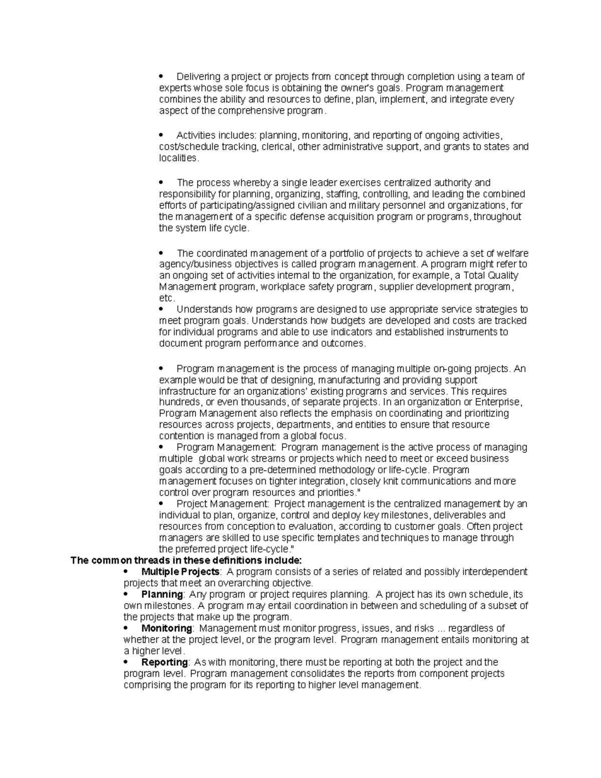 Program Management Overview: Concepts, Practices, and Processes - Studocu