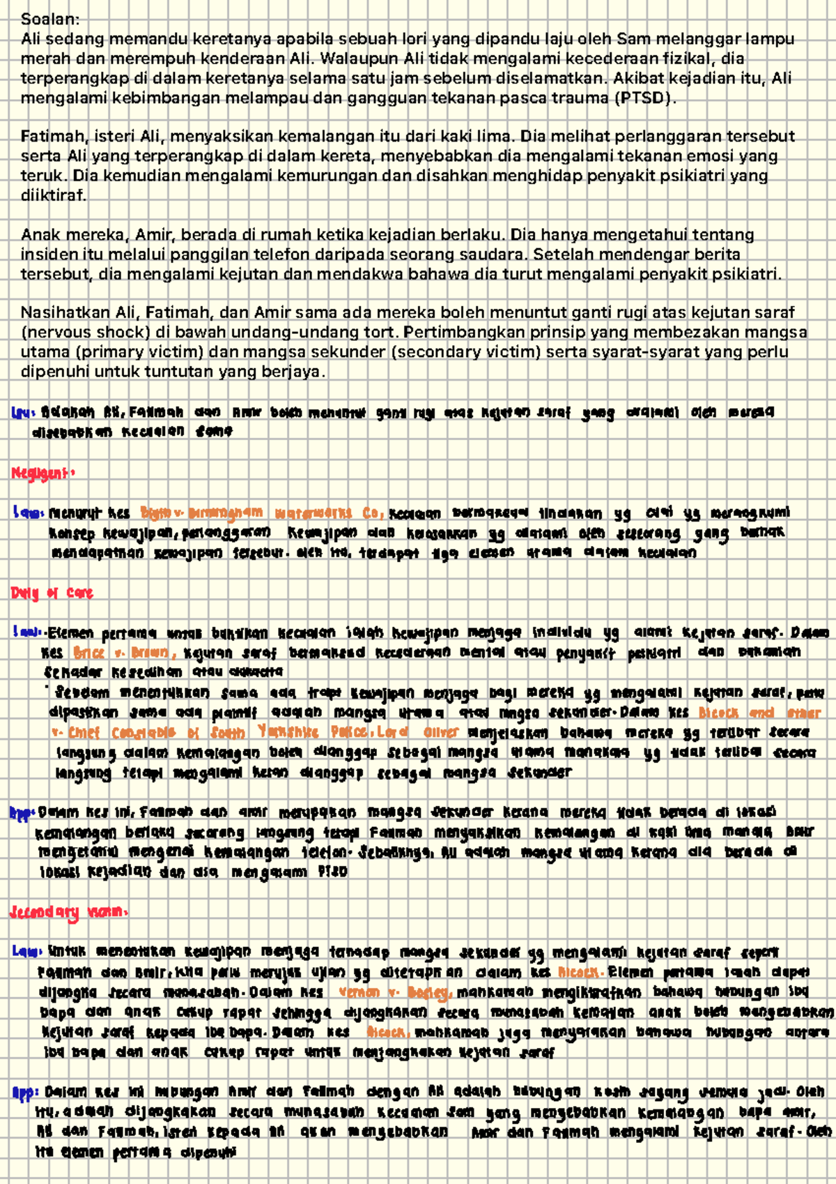 Note Final Exam - notes - Soalan: Ali sedang memandu keretanya apabila ...