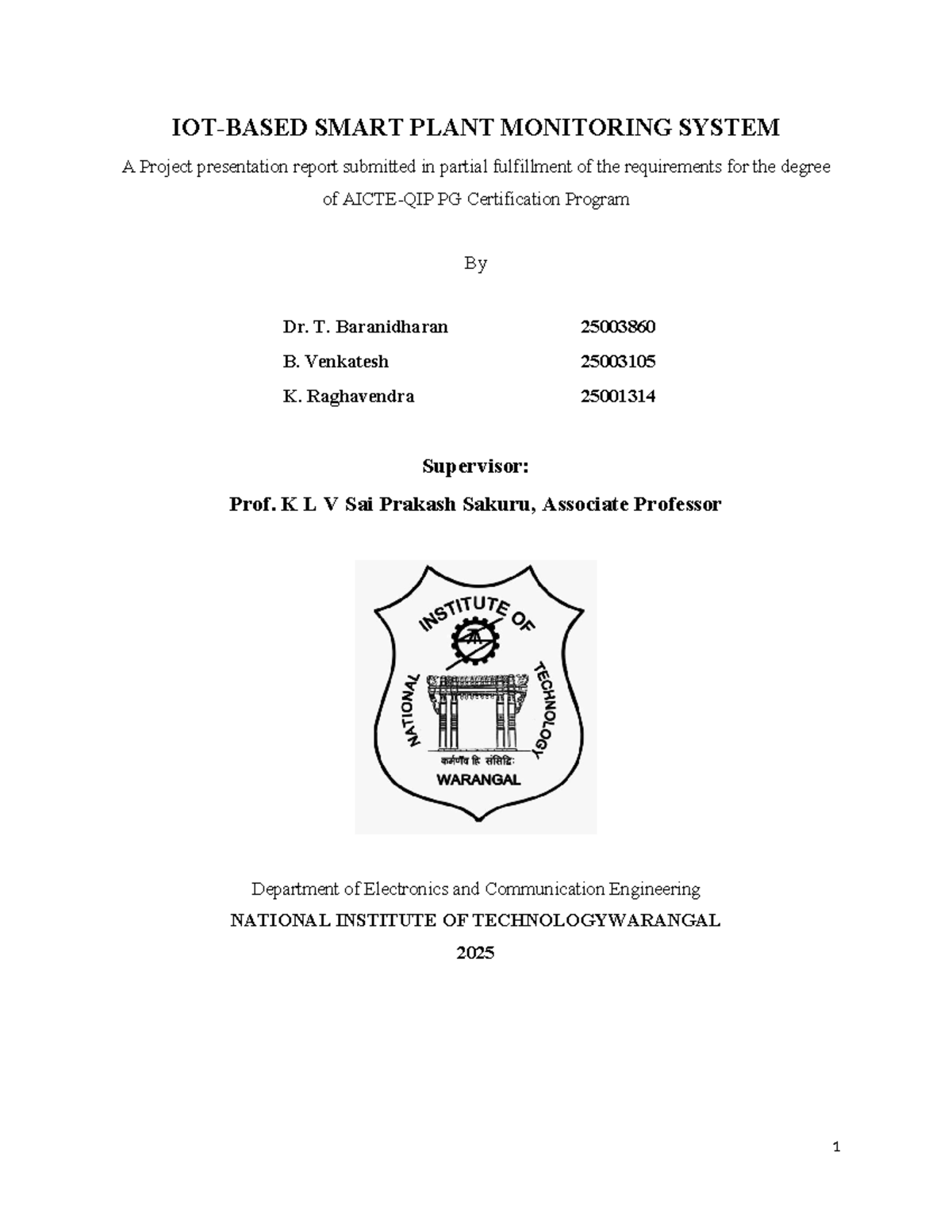 Smart Plant Monitoring System: IoT-Based Irrigation Management Report ...