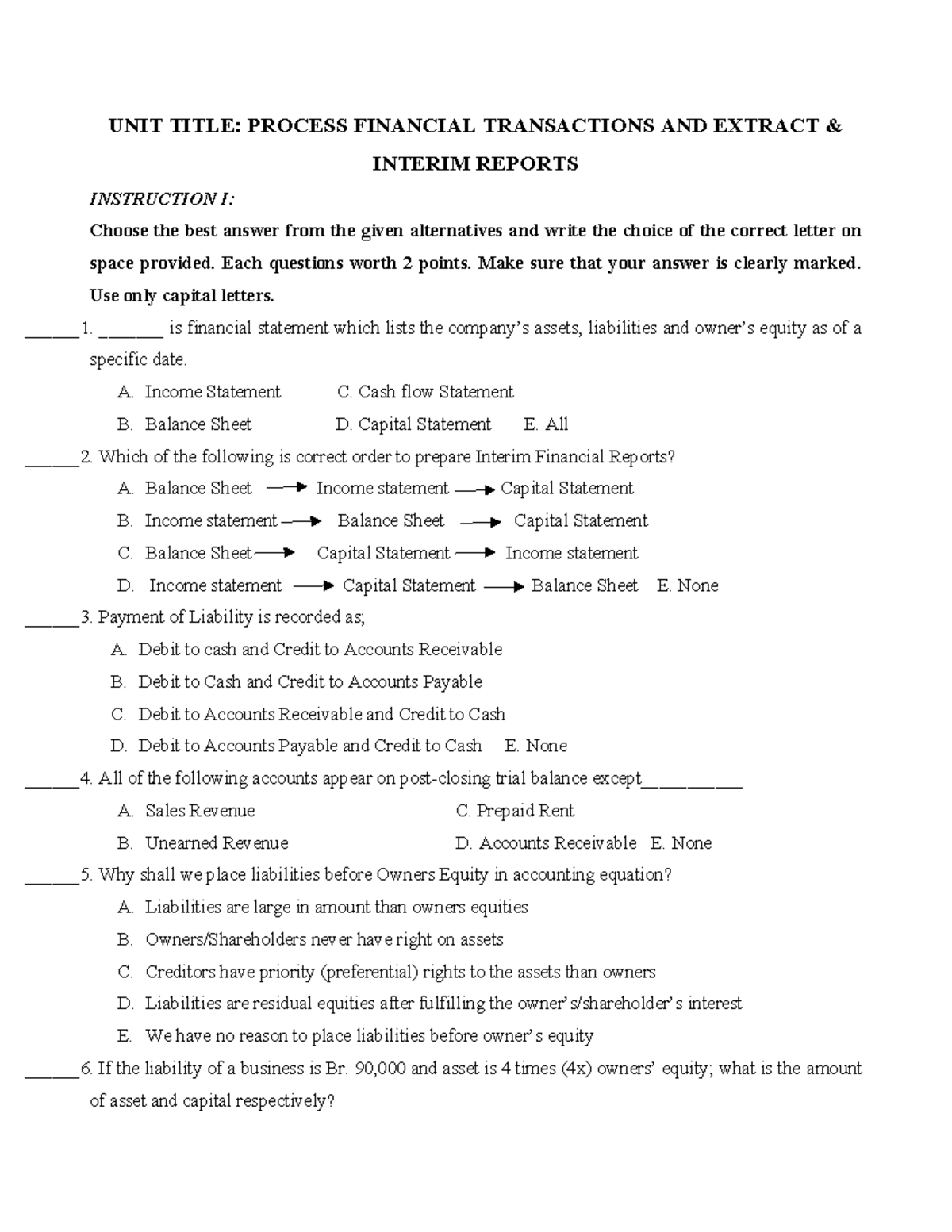 Final Exam Notes: Process Financial Transactions & Reporting - ACC 101 ...