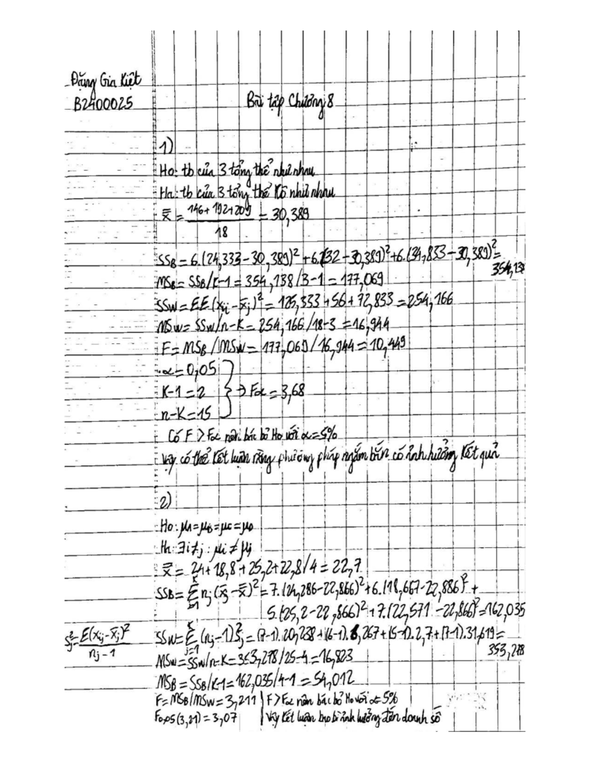 BTTK Chương 8 - Đặng Gia Kiệt B2400025 Bài Tập Phân Tích Thống Kê - Studocu