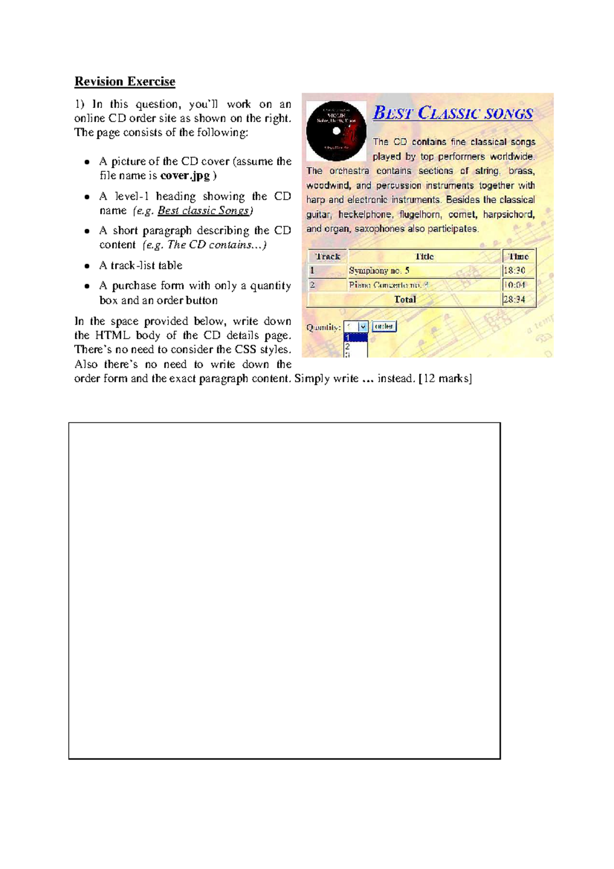 Revision Exercise: HTML Markup & CSS Selectors Analysis - Studocu