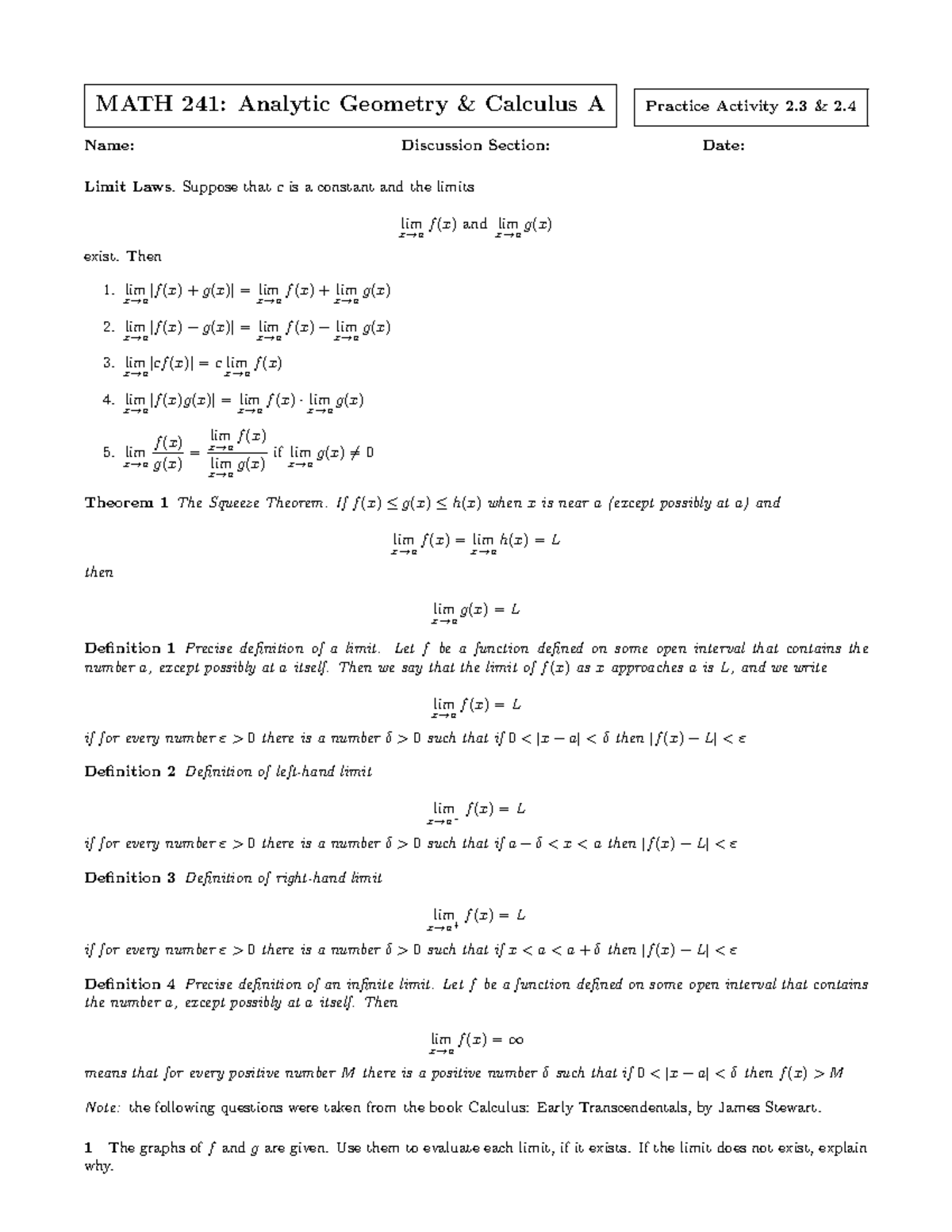 Section 2 - 2.3 and 2.4 Math Homework - MATH 241: Analytic Geometry ...